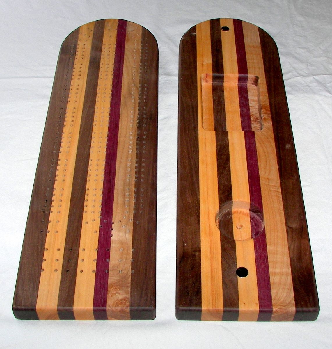Handmade Custom Made Black Walnut Cherry Maple 3 Track Cribbage 