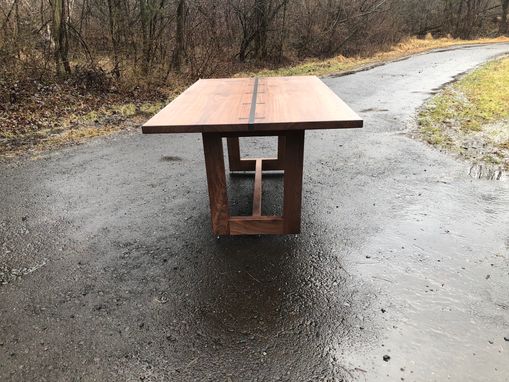 Hand Made Modern Walnut Dining Table With Metal Inlay by Don Yacovella ...