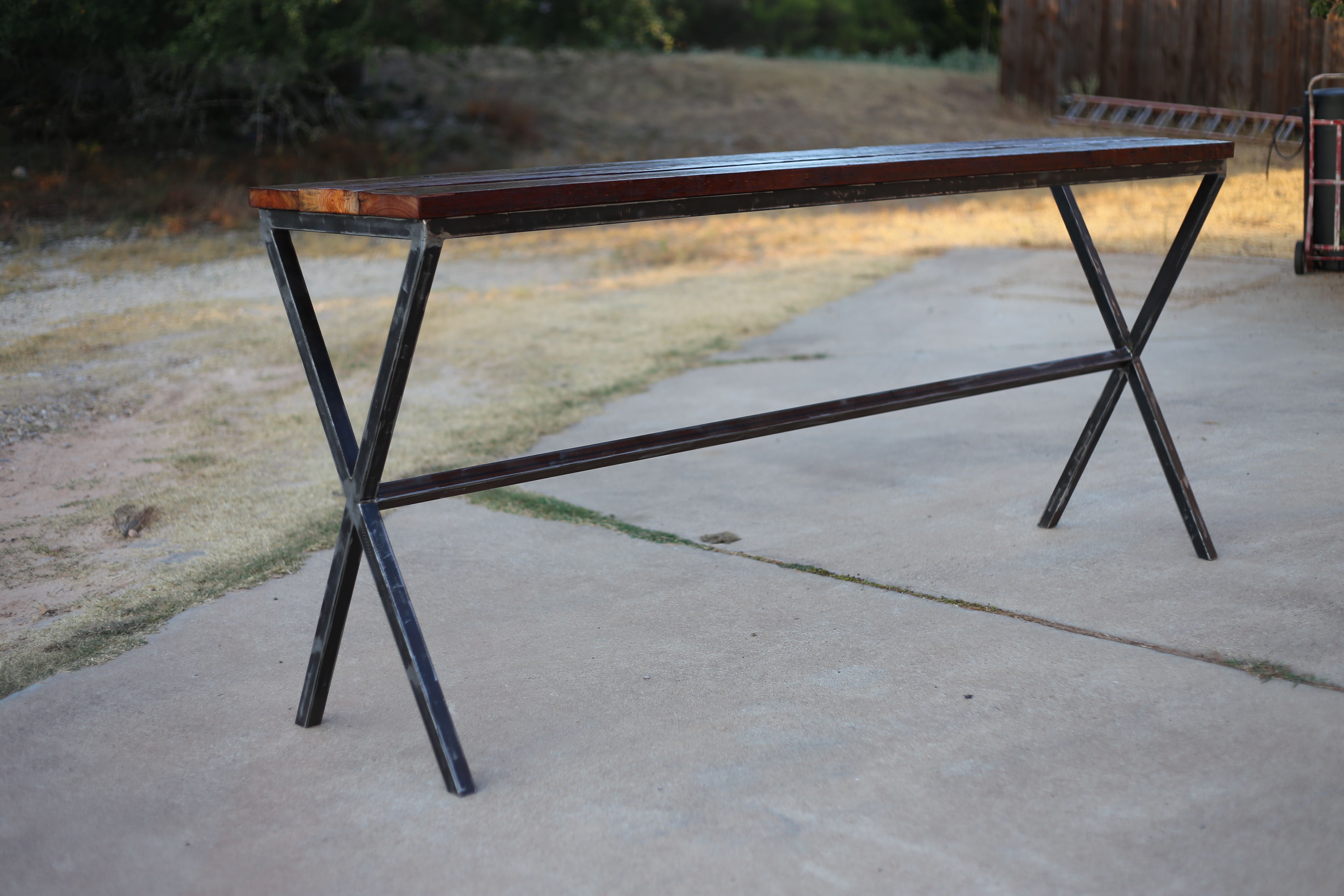 Buy Custom Industrial Modern X Frame Reclaimed Wood Bar, made to order ...