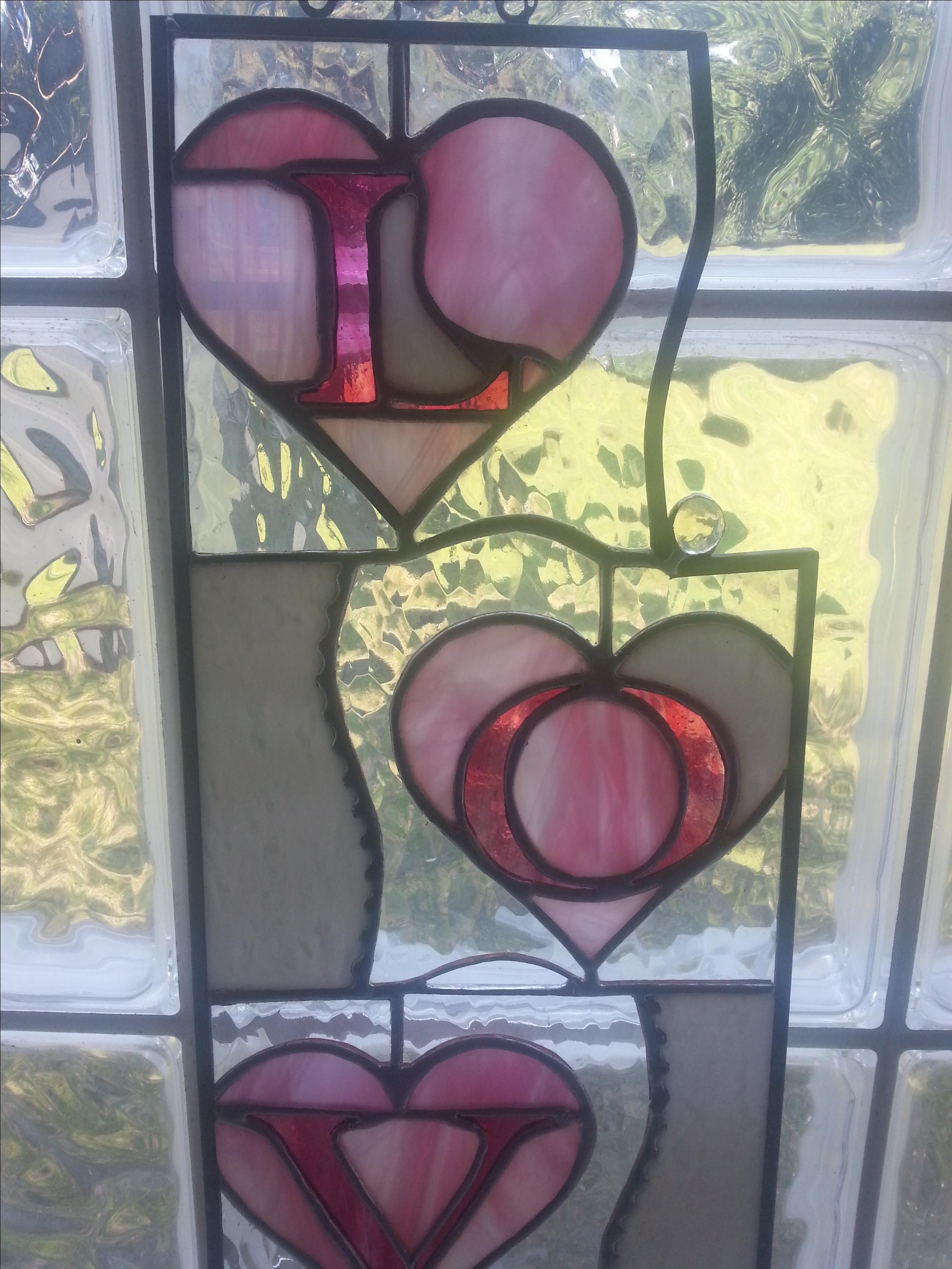 Hand Made Stained Glass Love In Hearts Panel by Ibg Creative Design ...