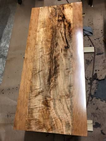 Buy Custom Made Modern Desk, Waterfall Leg, Minimalist, Spalted Maple ...