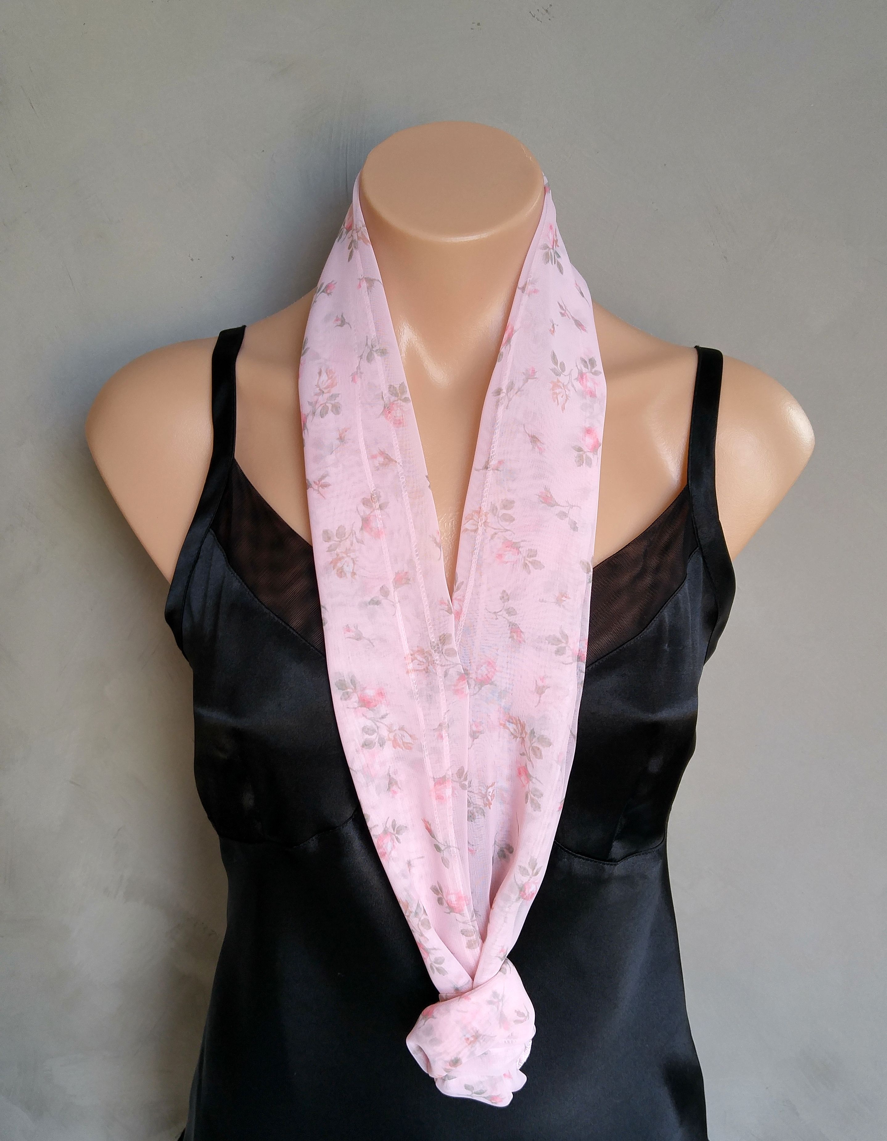 Buy Custom Floral Pink Chiffon Scarf, made to order from All Seasons ...