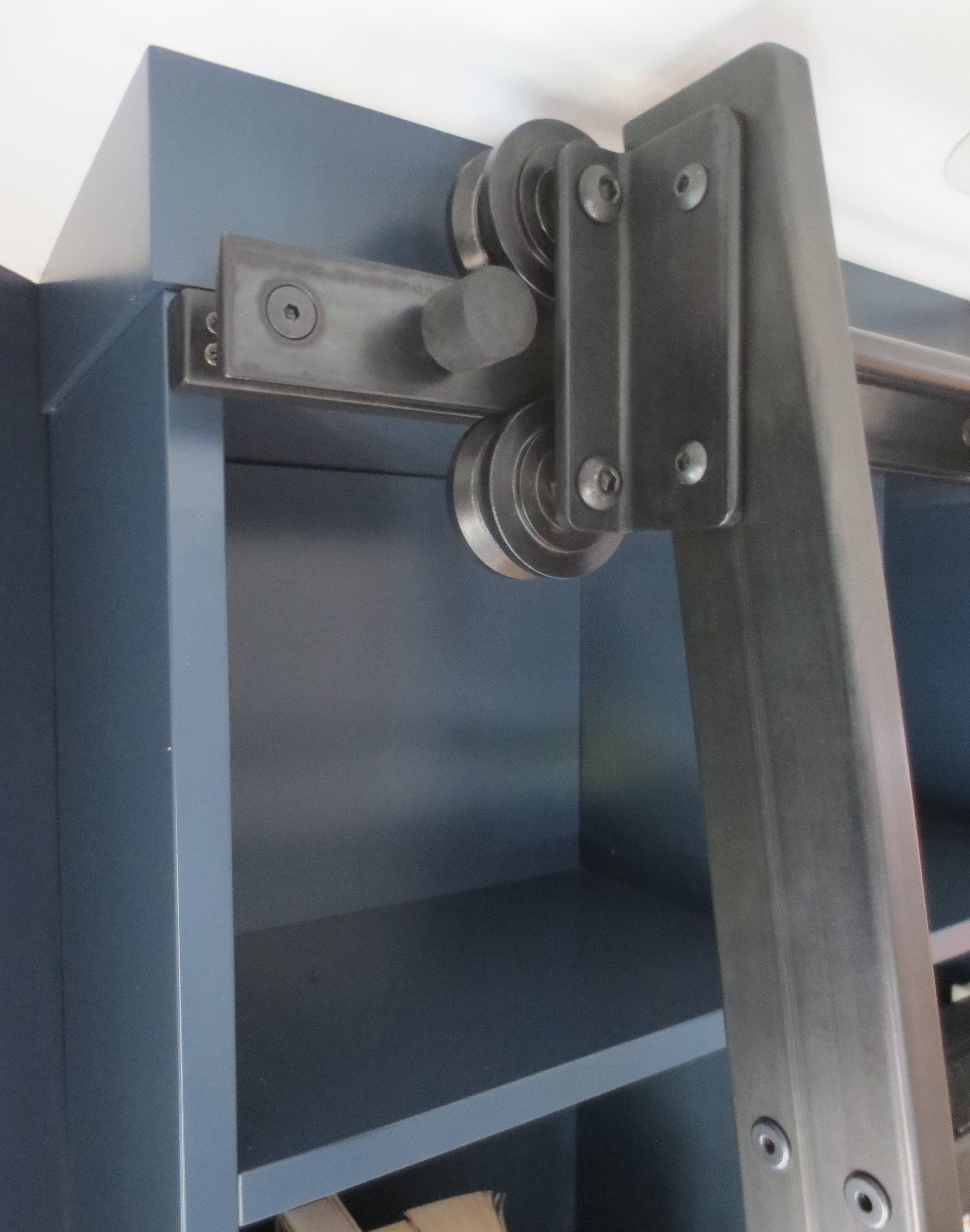 Buy Hand Crafted Steel Rolling Library Ladder – “V” Groove + Flat Bar ...