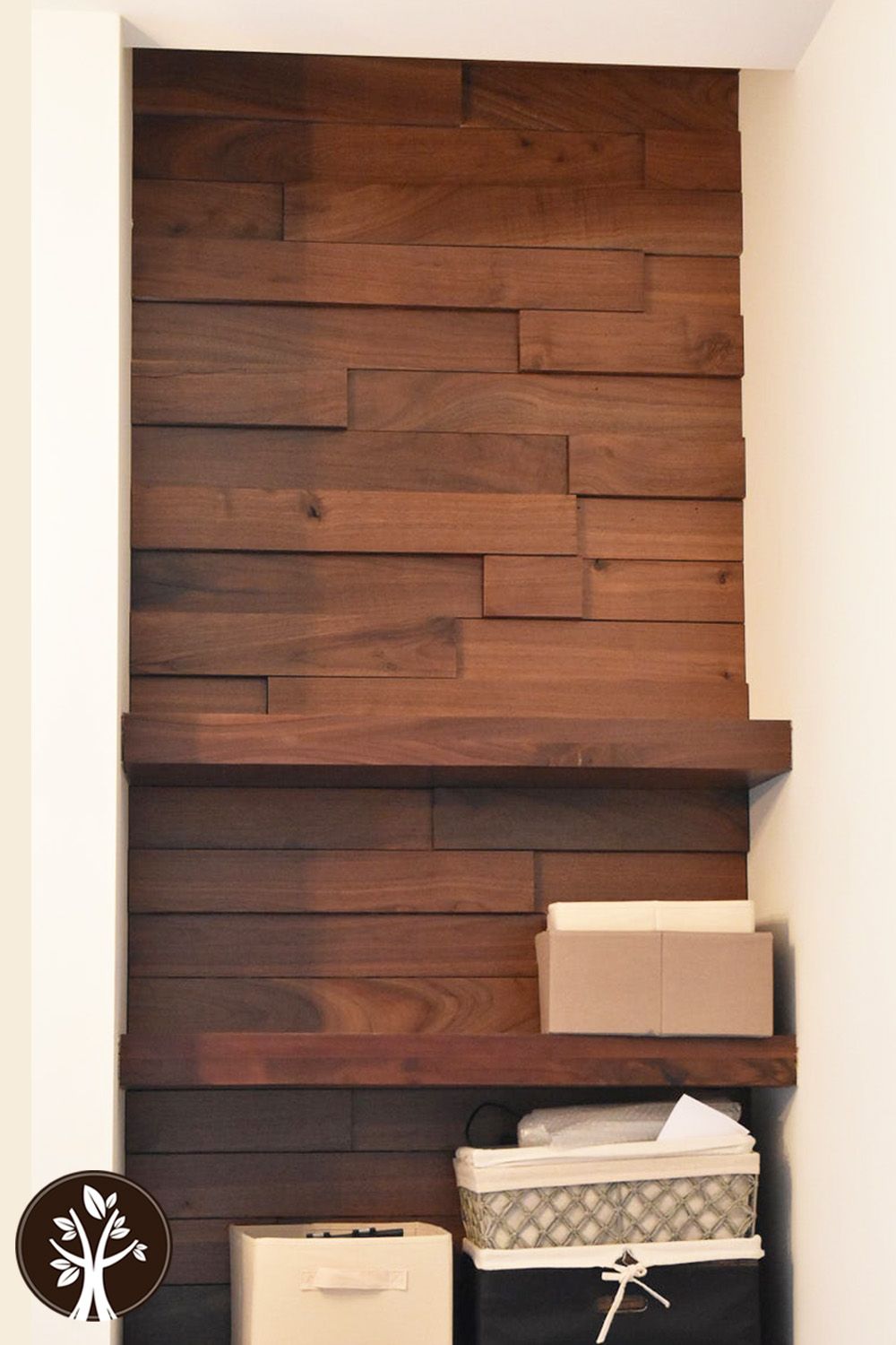 Hand Made Walnut Shelving With Walnut Wall Panel by Chicago Makers ...