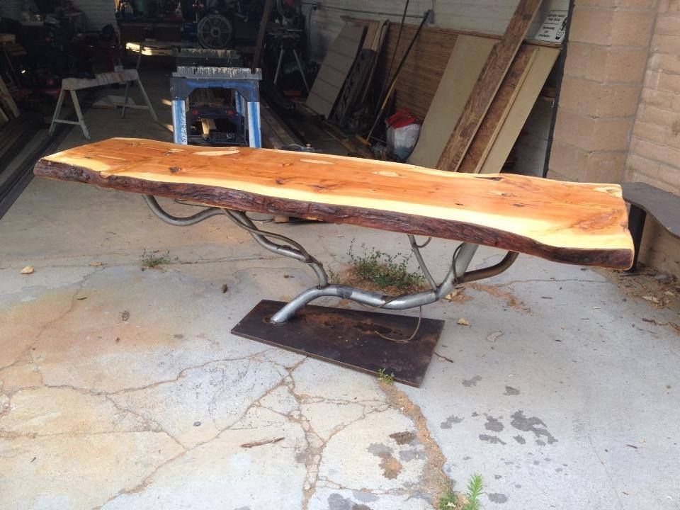 Hand Made Steel Tree Table Base With Juniper Slab Top by STEEL IT INC ...