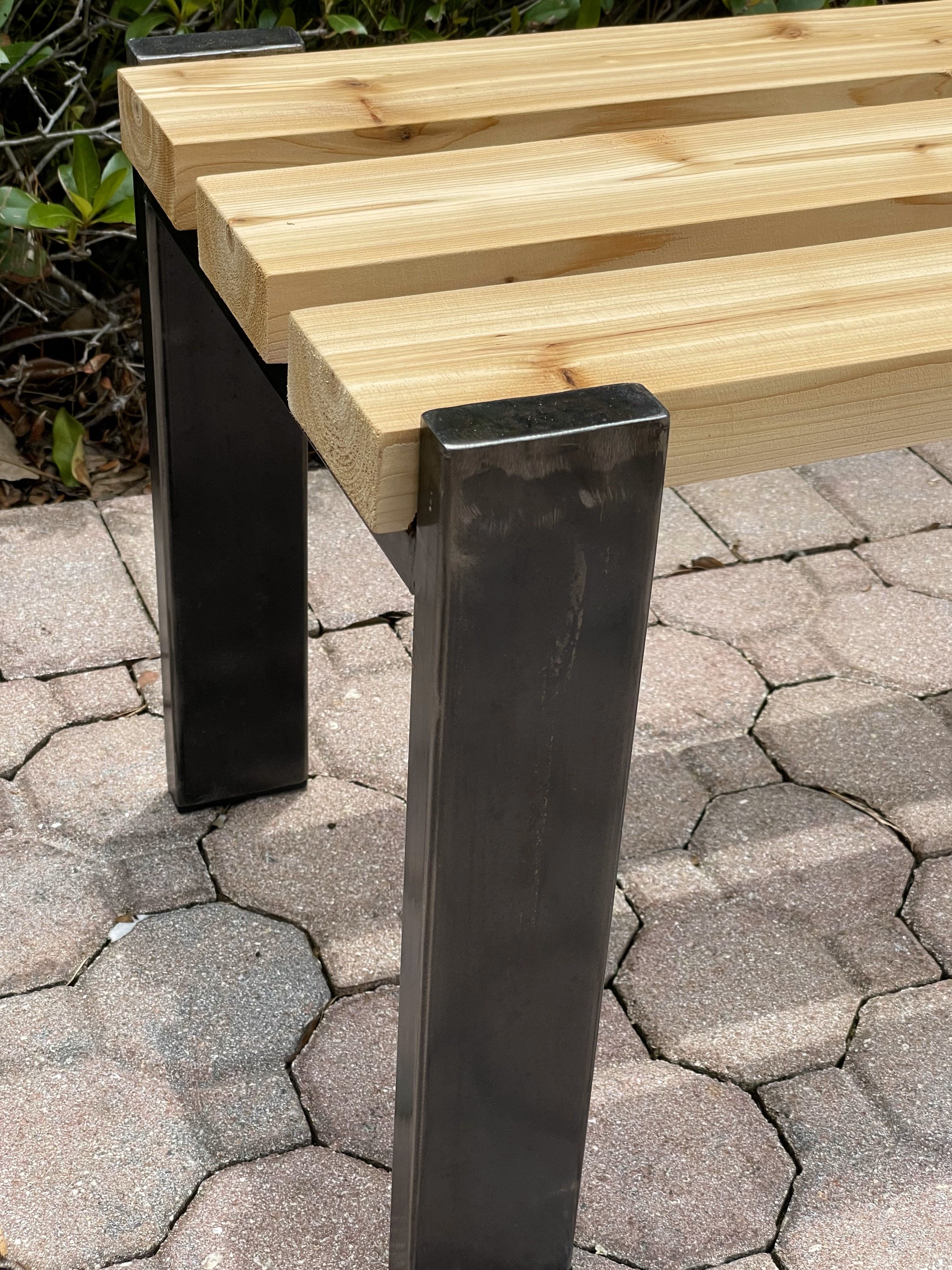 Custom Metal And Cedar Wood Bench by Articolo Woodshop | CustomMade.com