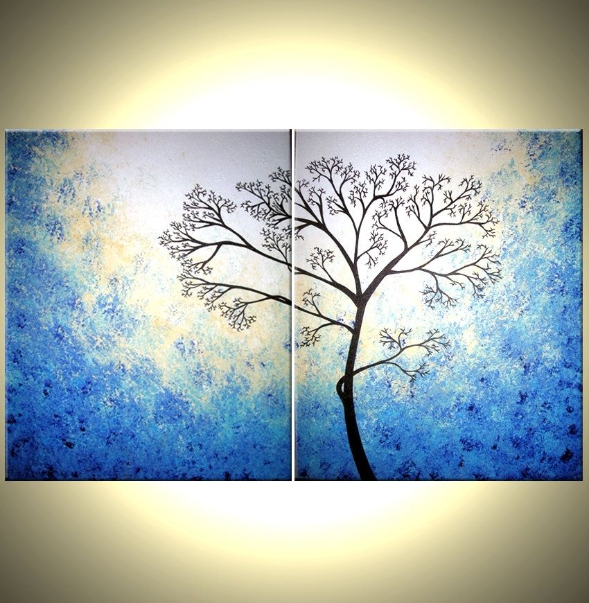 Buy Hand Crafted Blue White Tree, Original Tree Painting, Abstract ...