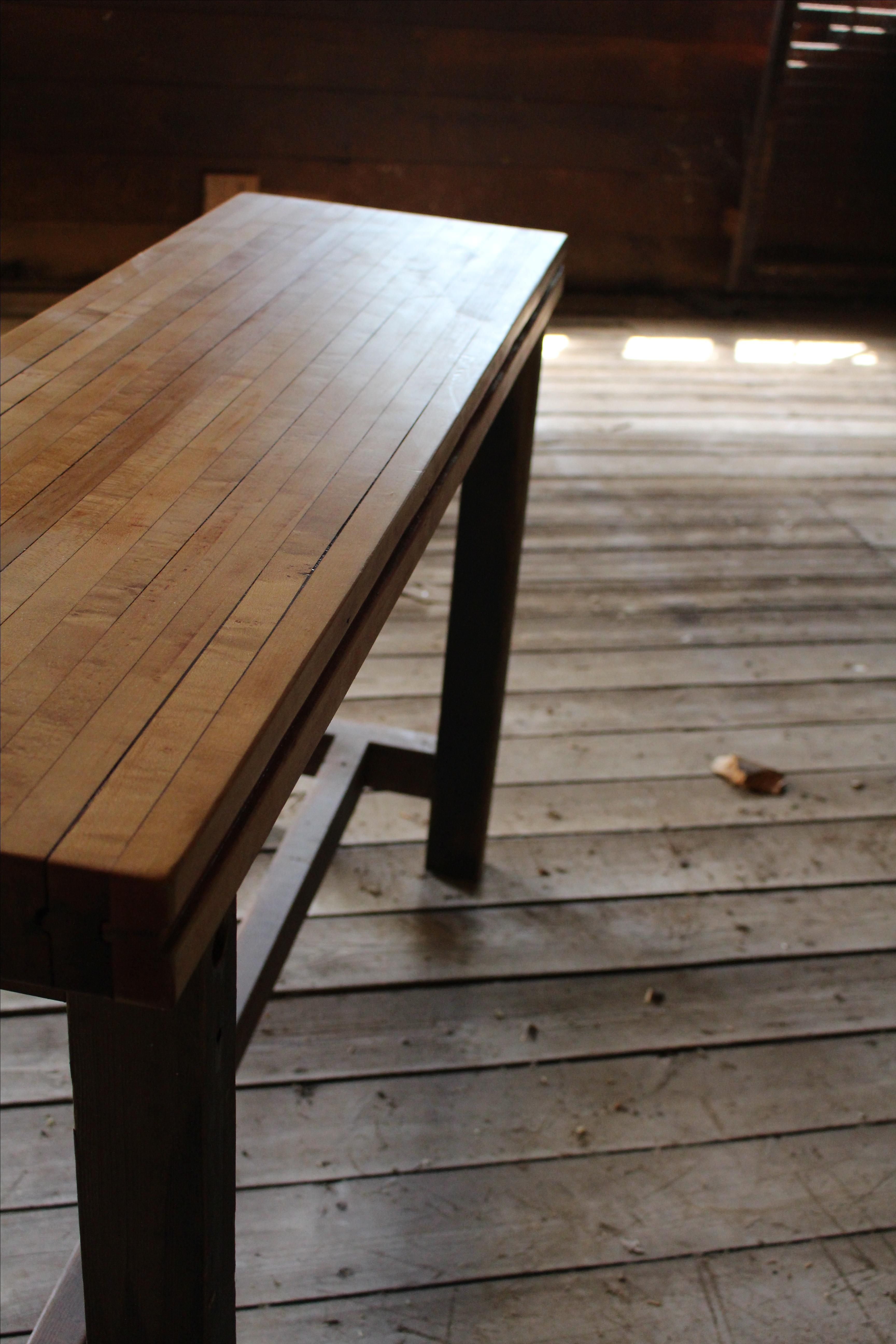 Hand Crafted Reclaimed Barn Wood And Bowling Alley Console Table by Tim ...