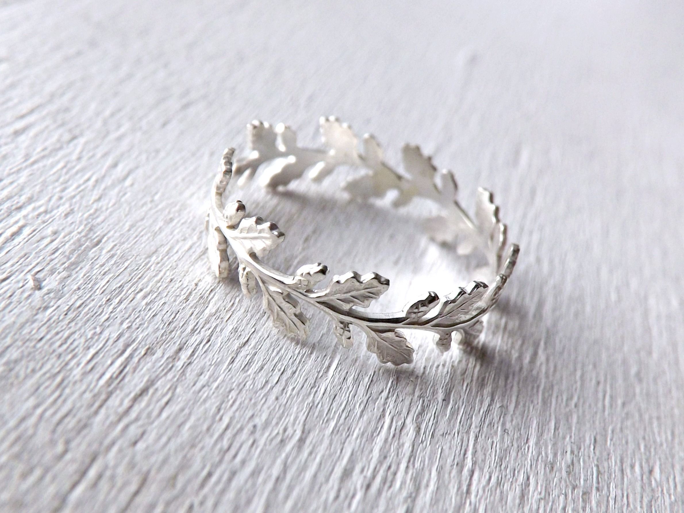 Buy a Hand Made Oak Leaf Ring Silver, Silver Eternity Ring, made to ...