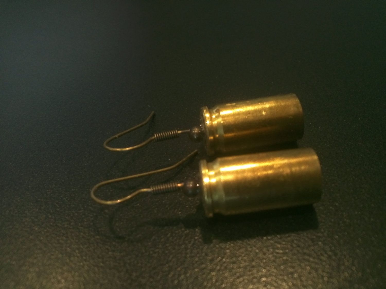 Hand Made Reclaimed 9mm Brass Gun Bullet Shell Casing Earrings by erra ...