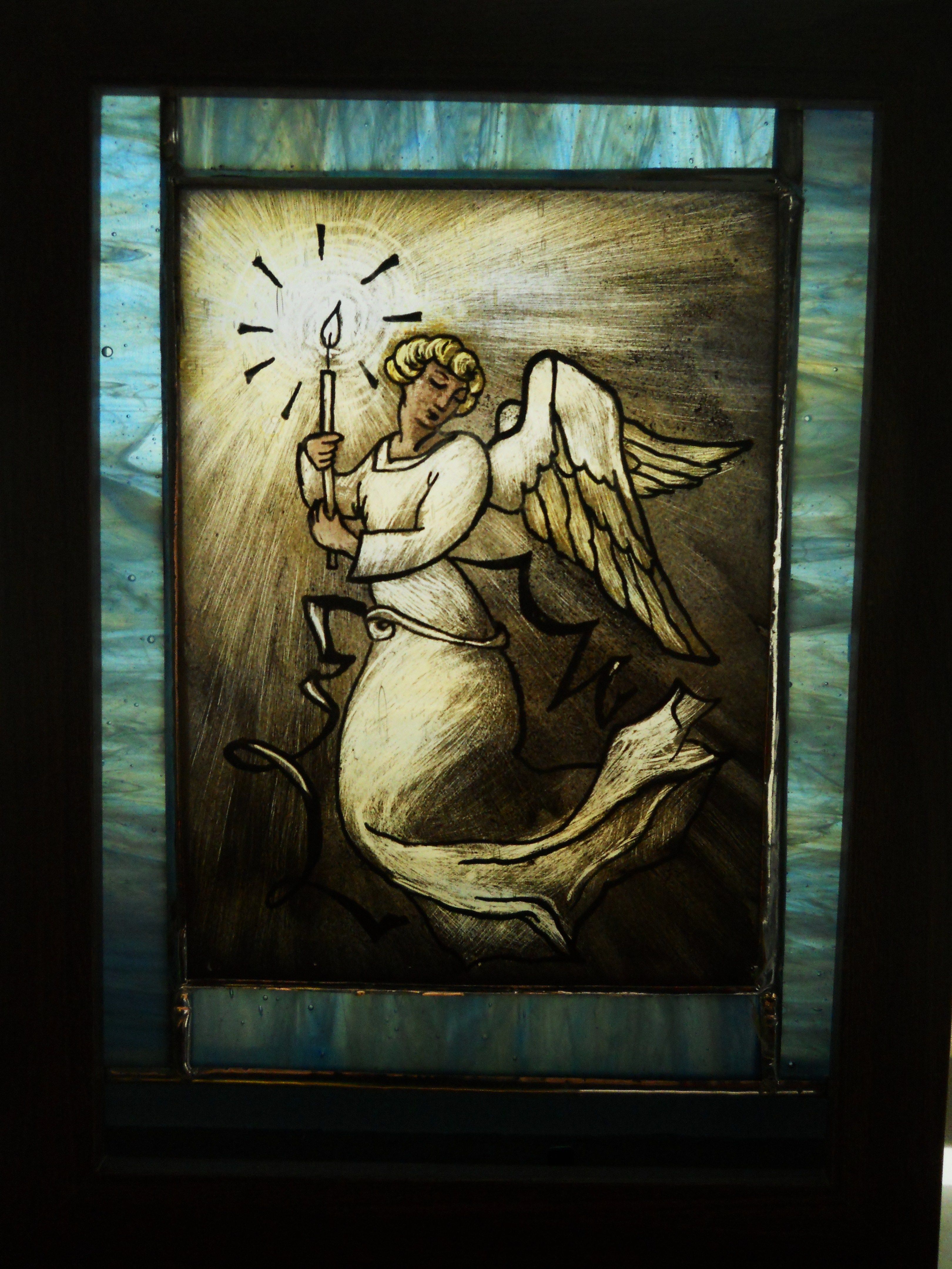 Hand Made Painted Stained Glass Angel Window Panel by Amy Valuck Glass ...