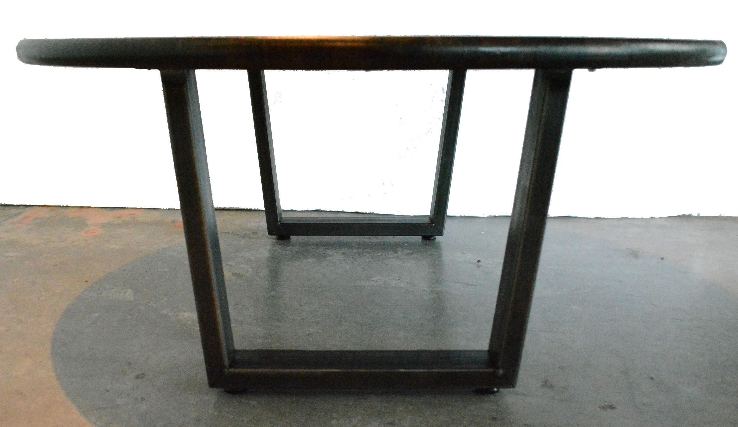 Hand Made Round Coffee Table With Raw Steel Base by Grove and Acnhor ...