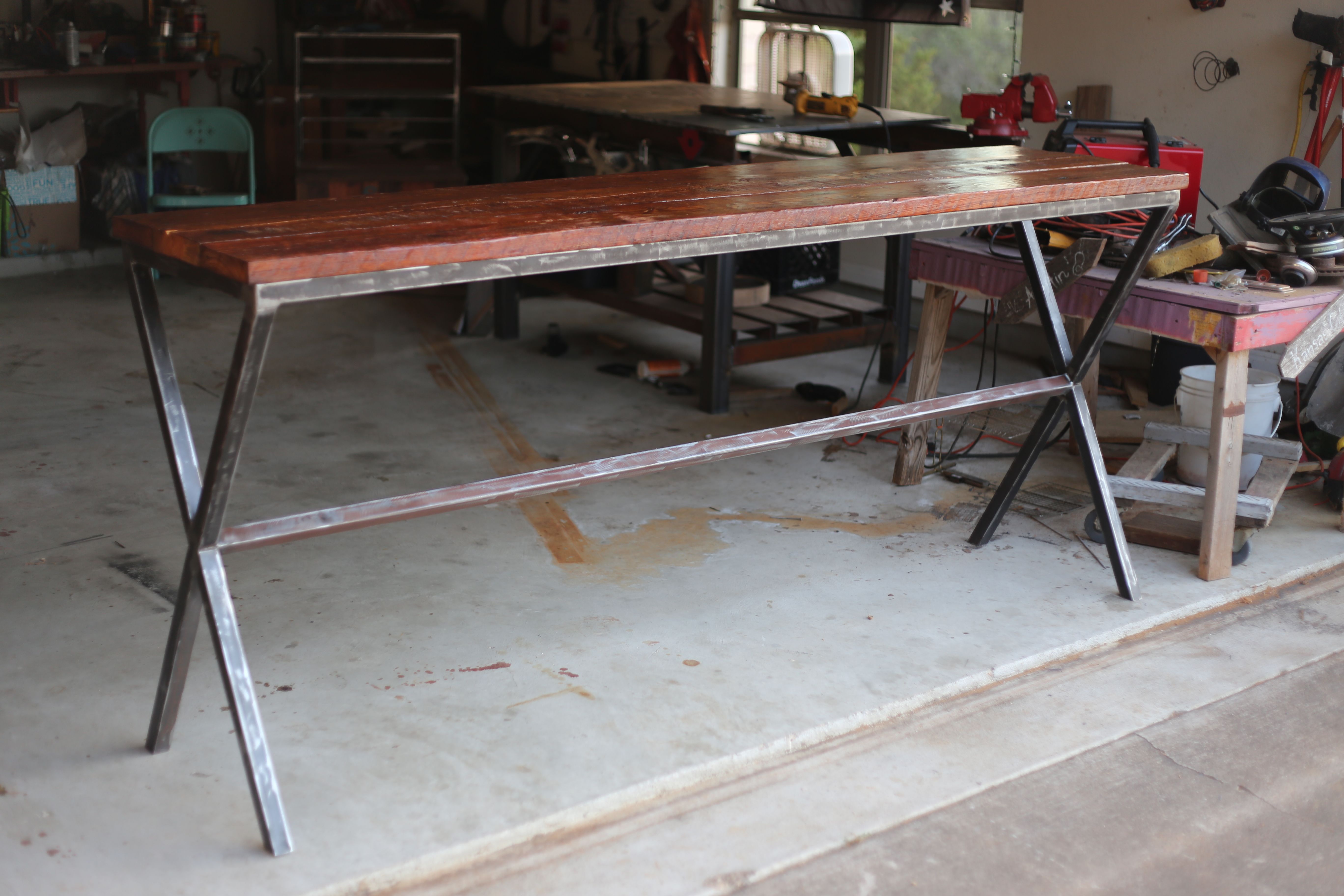 Buy Custom Industrial Modern X Frame Reclaimed Wood Bar, made to order ...