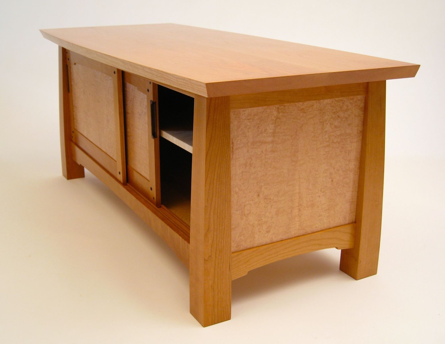 Hand Crafted Cherry And Quilted Maple Shoe Bench by Dogwood Design ...