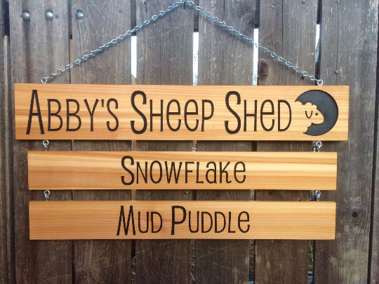 Buy Custom The Sheep Shed Hanging Name Sign, made to order from Real ...