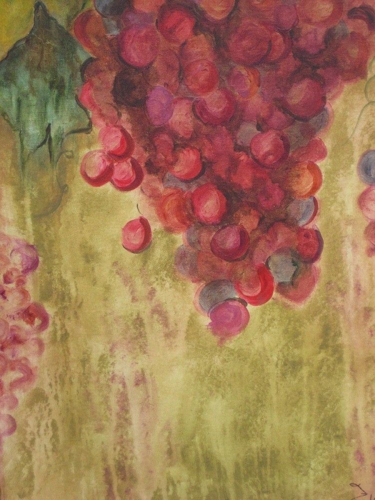 Hand Made Wine Grapes Painting 25% Off Abstract Original-Crimson Green ...