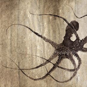 Buy a Hand Made Floating Octopus Gyotaku Print - Traditional Japanese ...