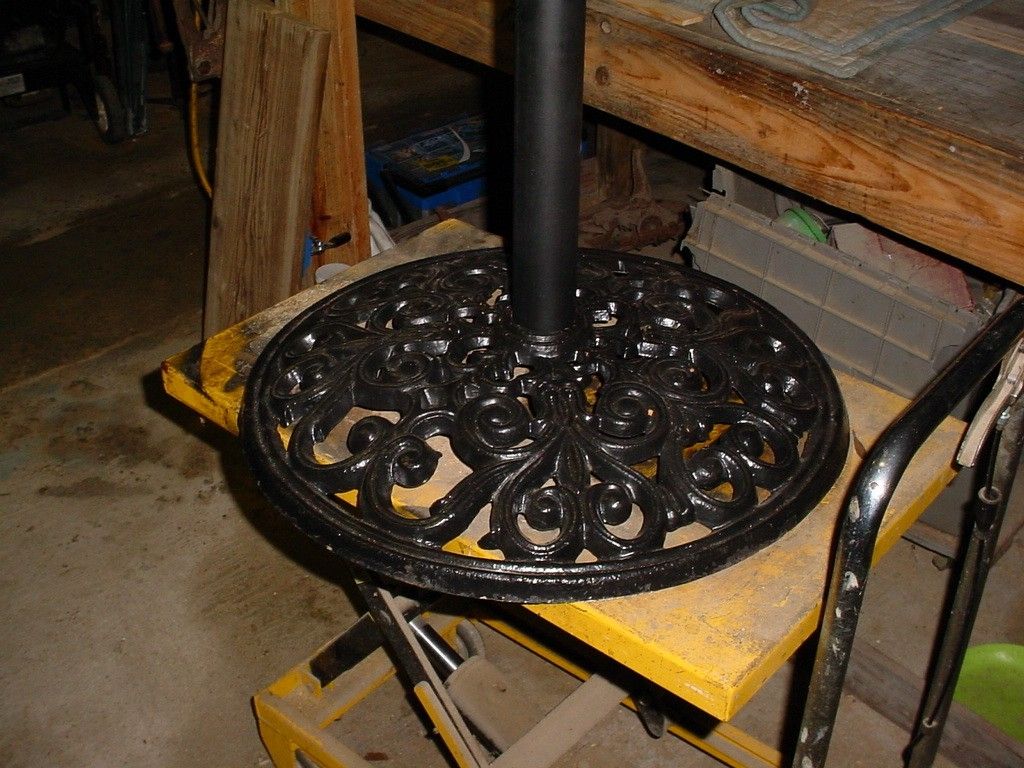 Hand Crafted Live Edged Cypress Slab Top Table Antique Cast Iron Base ...