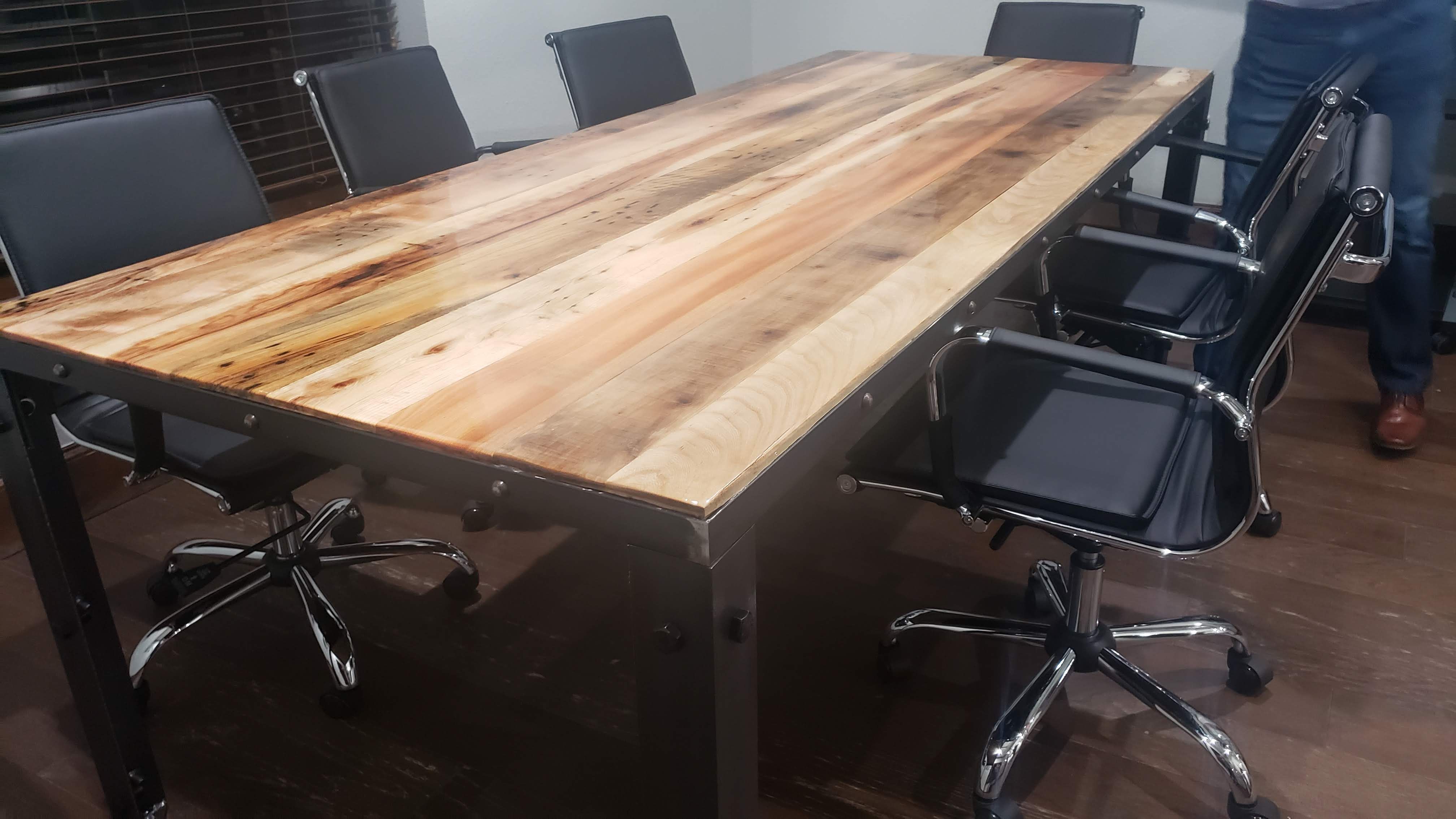 Custom Made Industrial Conference Table With Reclaimed Oak Top by Dirty ...