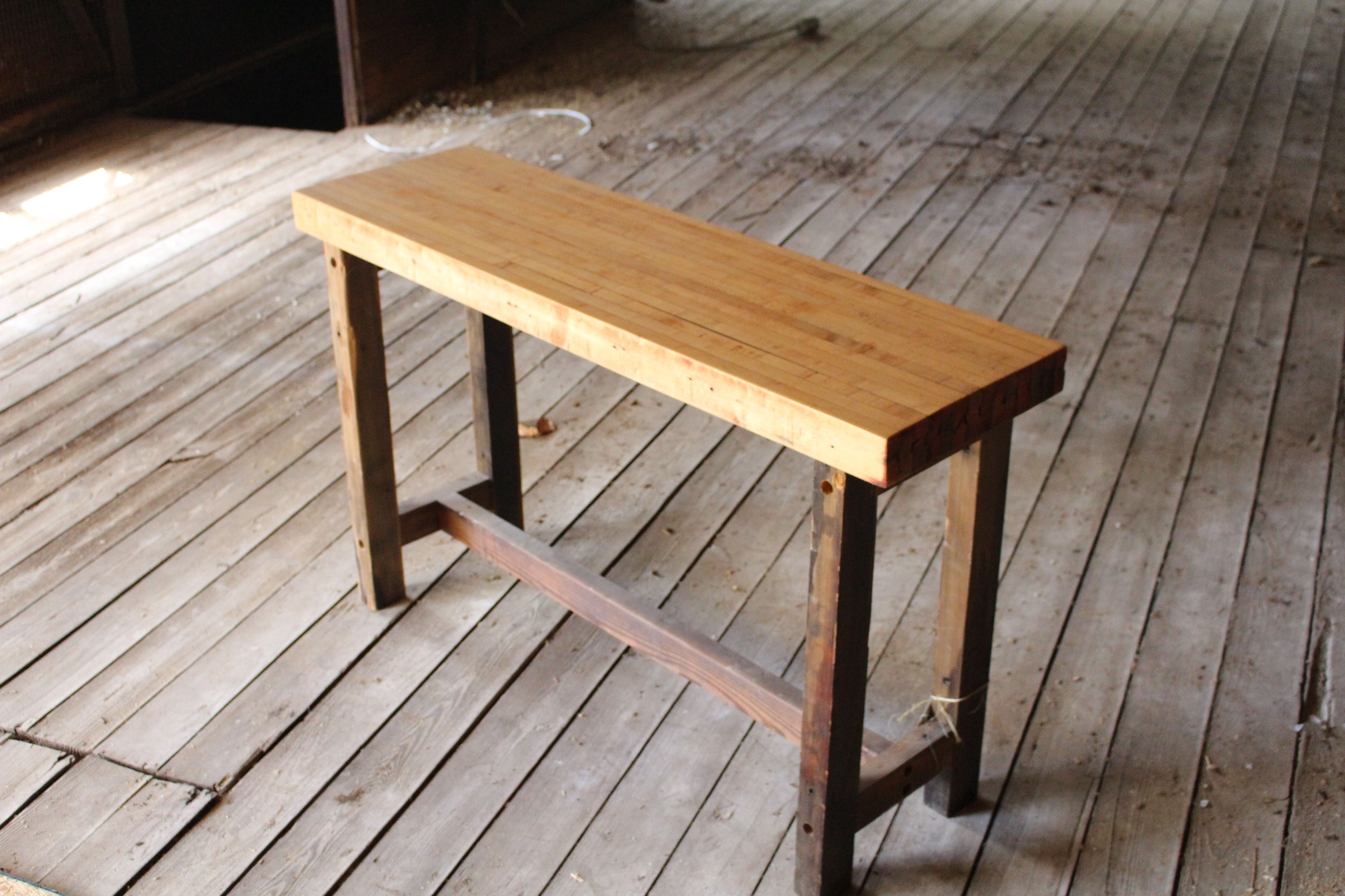 Hand Crafted Reclaimed Barn Wood And Bowling Alley Console Table by Tim ...