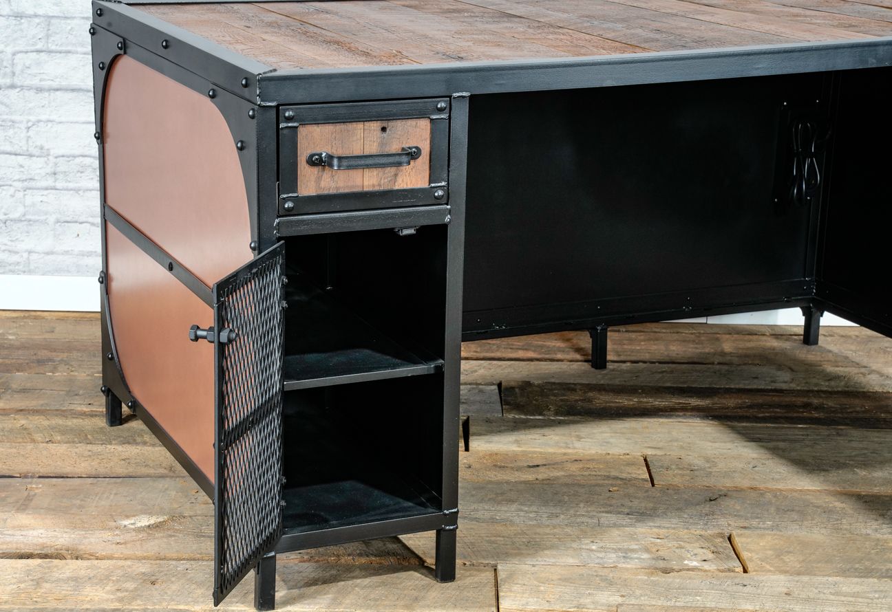 Buy Custom Made Modern Industrial L-Shaped Desk With Copper. Executive ...