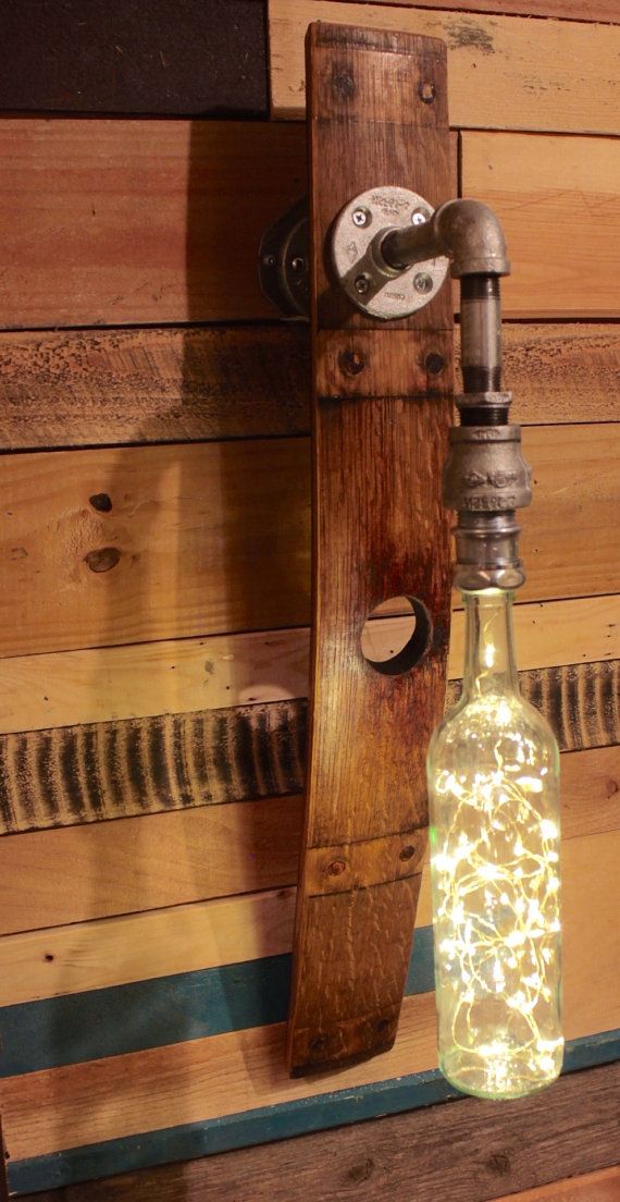 Hand Crafted Wine Barrel And Bottle Led Sconce by Top Shelf Barrel ...