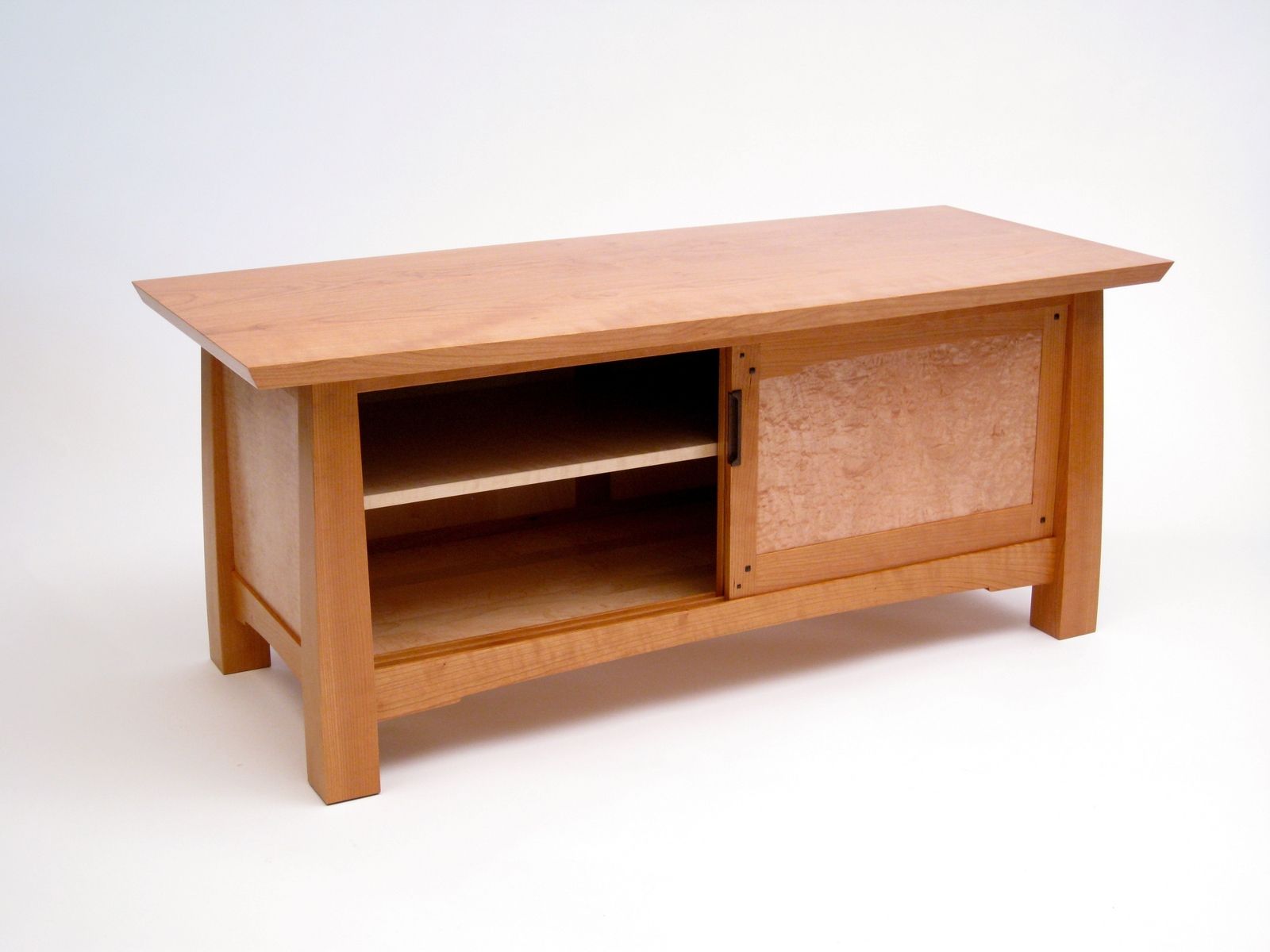 Hand Crafted Cherry And Quilted Maple Shoe Bench by Dogwood Design ...