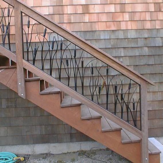 Hand Made Metal Cattail Design In Stairs And Railing by Winnipesaukee ...