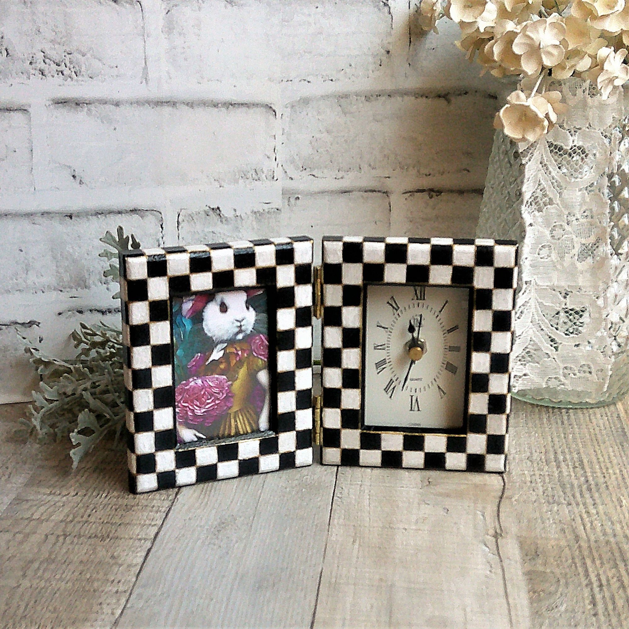 Custom Hand Painted Checks Picture Frame Clock Whimsical Check Decor ...