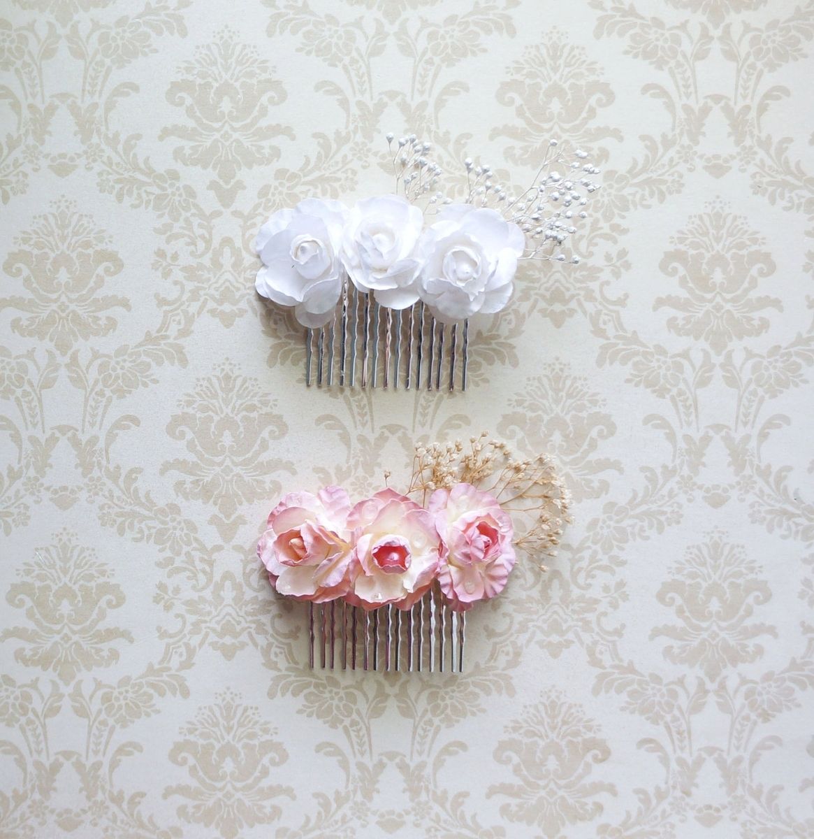 Hand Made Victorian-Inspired Flower Girl Hair Comb With White Roses by ...