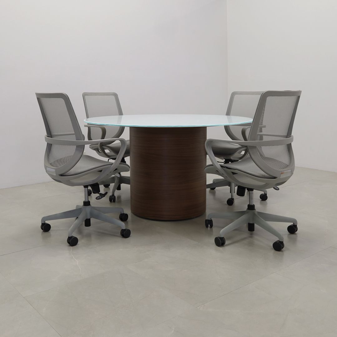 Handmade Modern Round Shape Custom Conference Table, Tempered Glass Top ...