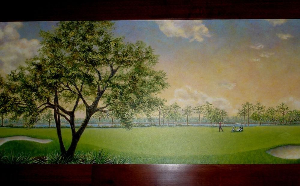 Hand Crafted Florida Golf Course Mural On Canvas By Visionary Mural Co ...