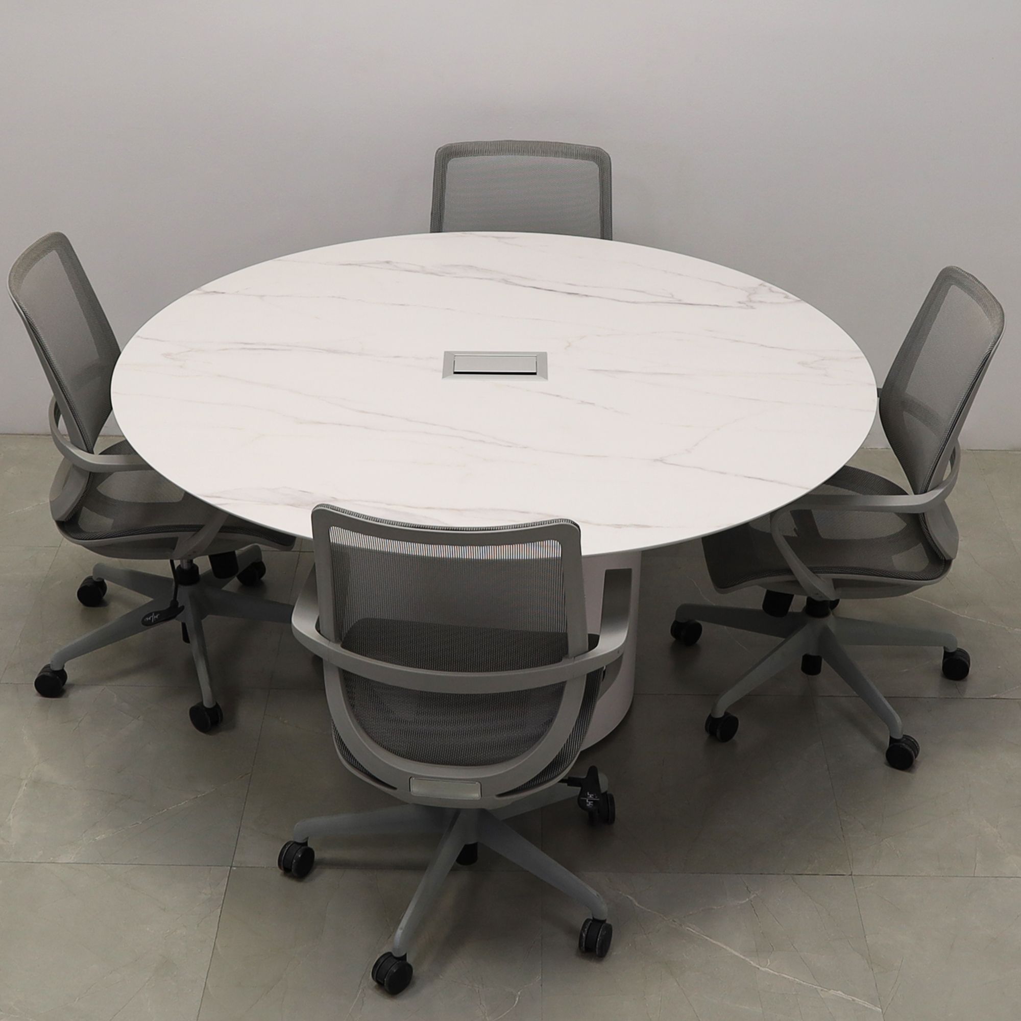 Handmade Round Shape Custom Conference Table, Engineered Stone Top ...