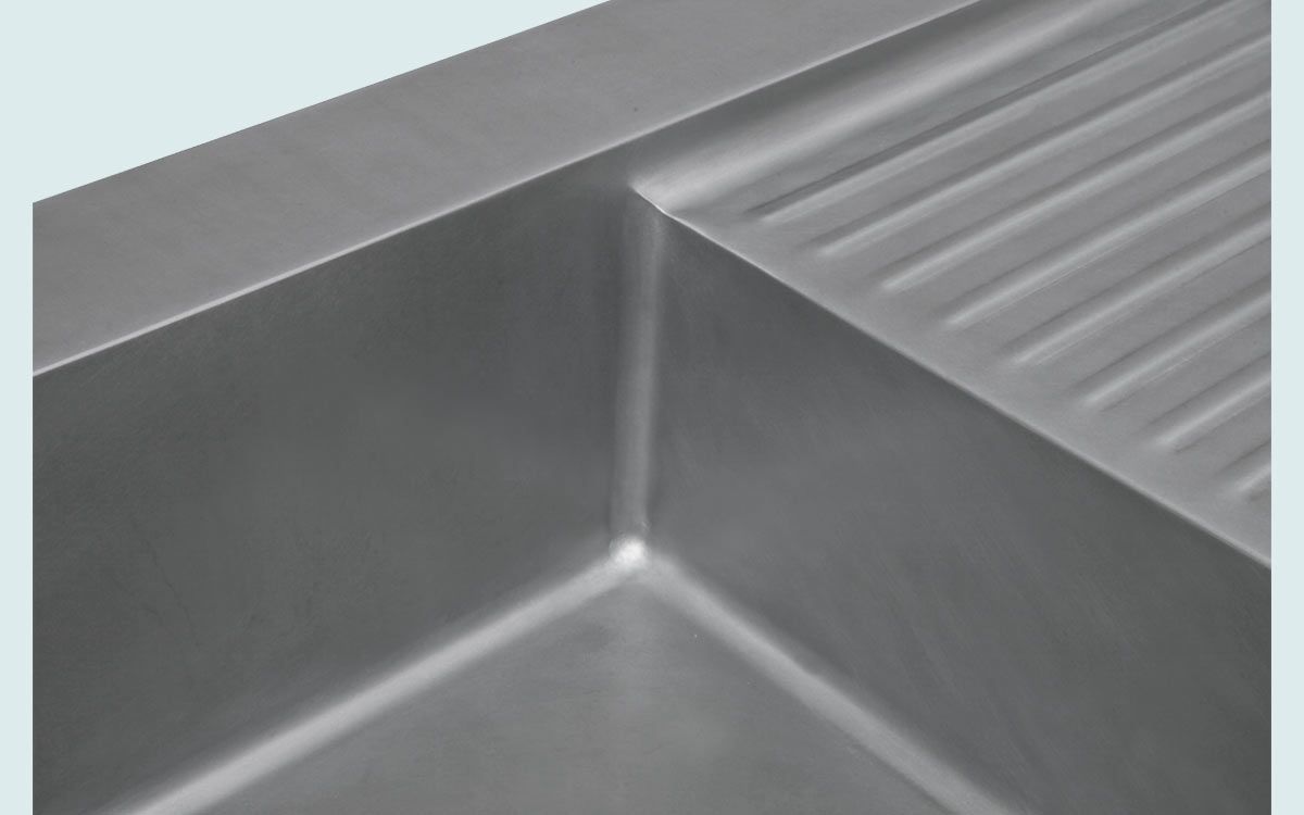 Custom Zinc Sink With Apron & Ribbed Drainboard by Handcrafted Metal ...