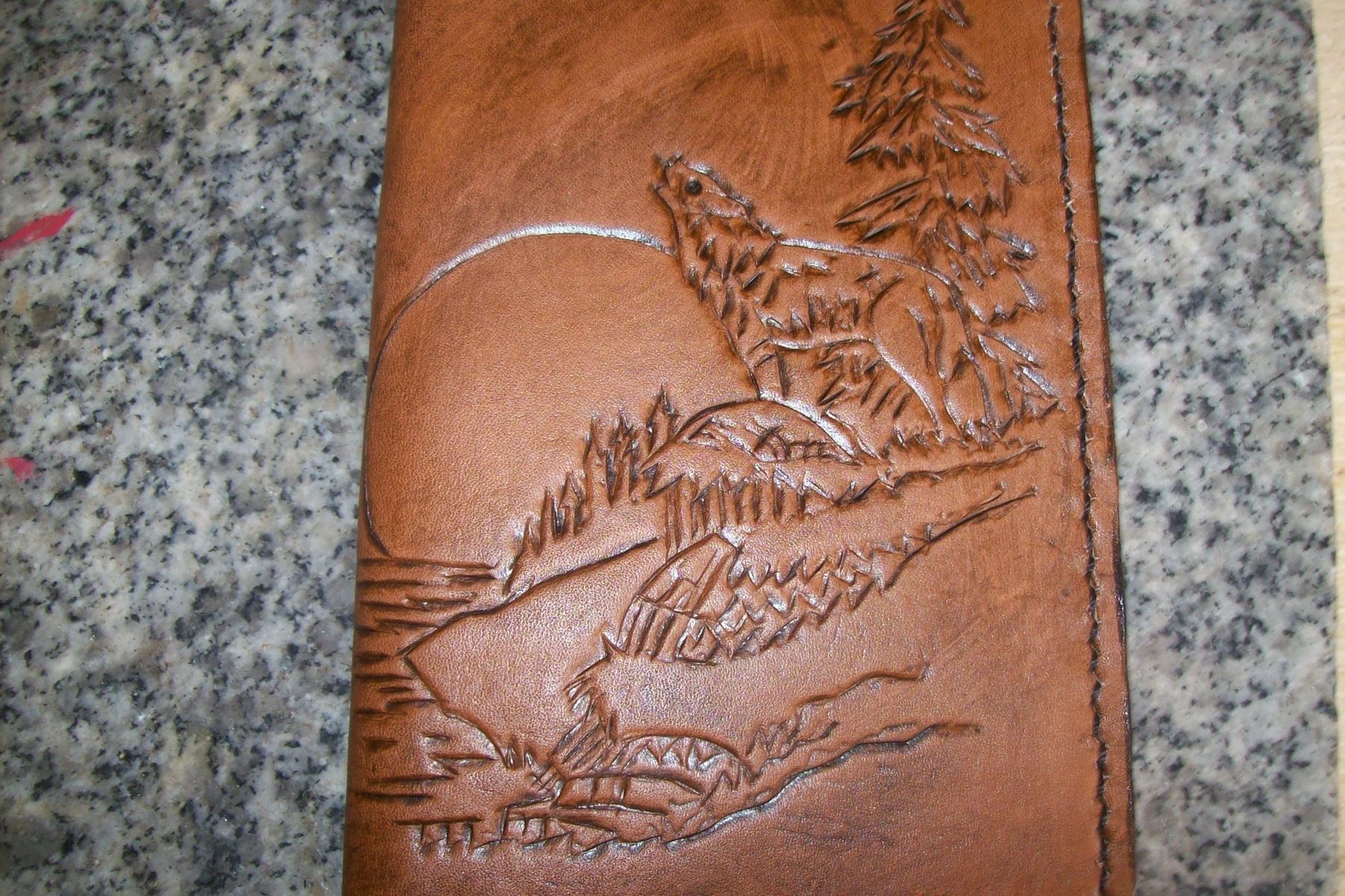 Buy Hand Made Custom Leather Day Planner With Howling Wolf Design Made