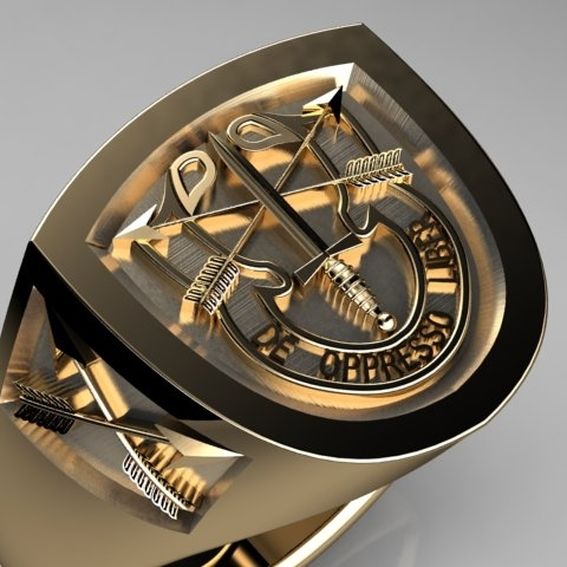 Custom Special Forces Insignia Ring In 18k Yellow Gold by A Jour ...