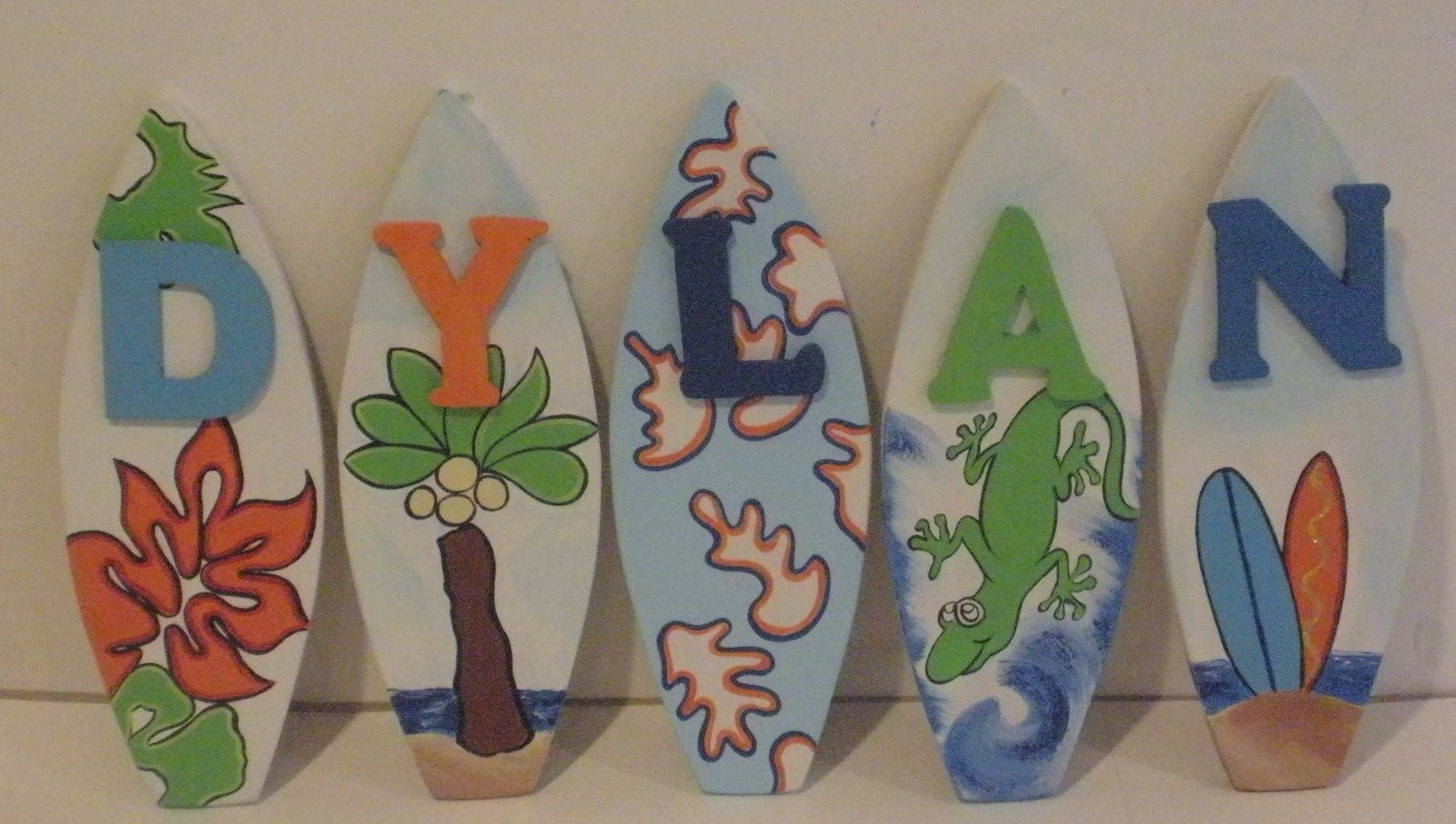 Hand Crafted 1ft Surf Surfboard Nursery Wooden Wall Letter Names by ...