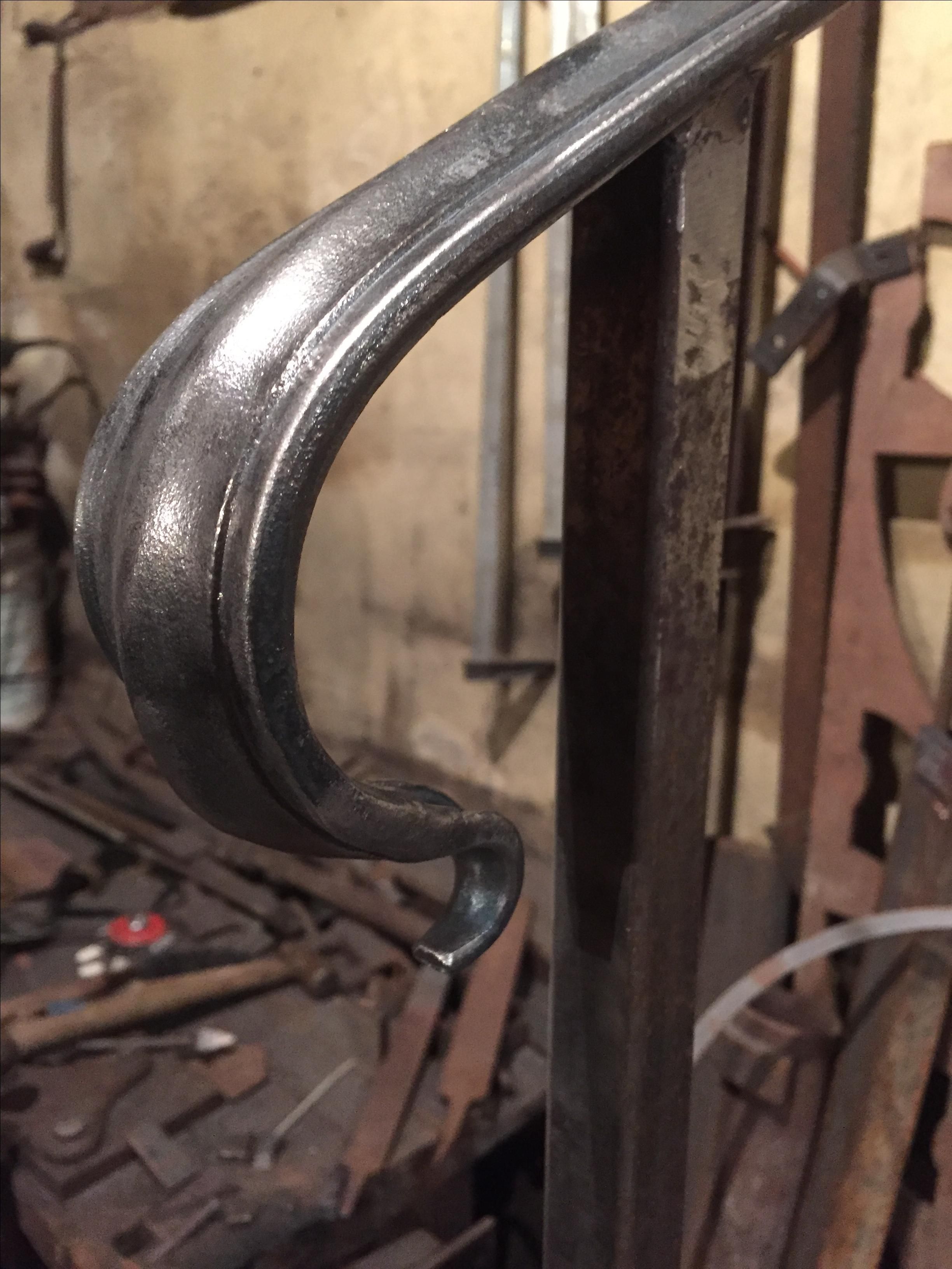 Hand Crafted Classic Lambs-Tongue Handrail by Moonlight Forge ...