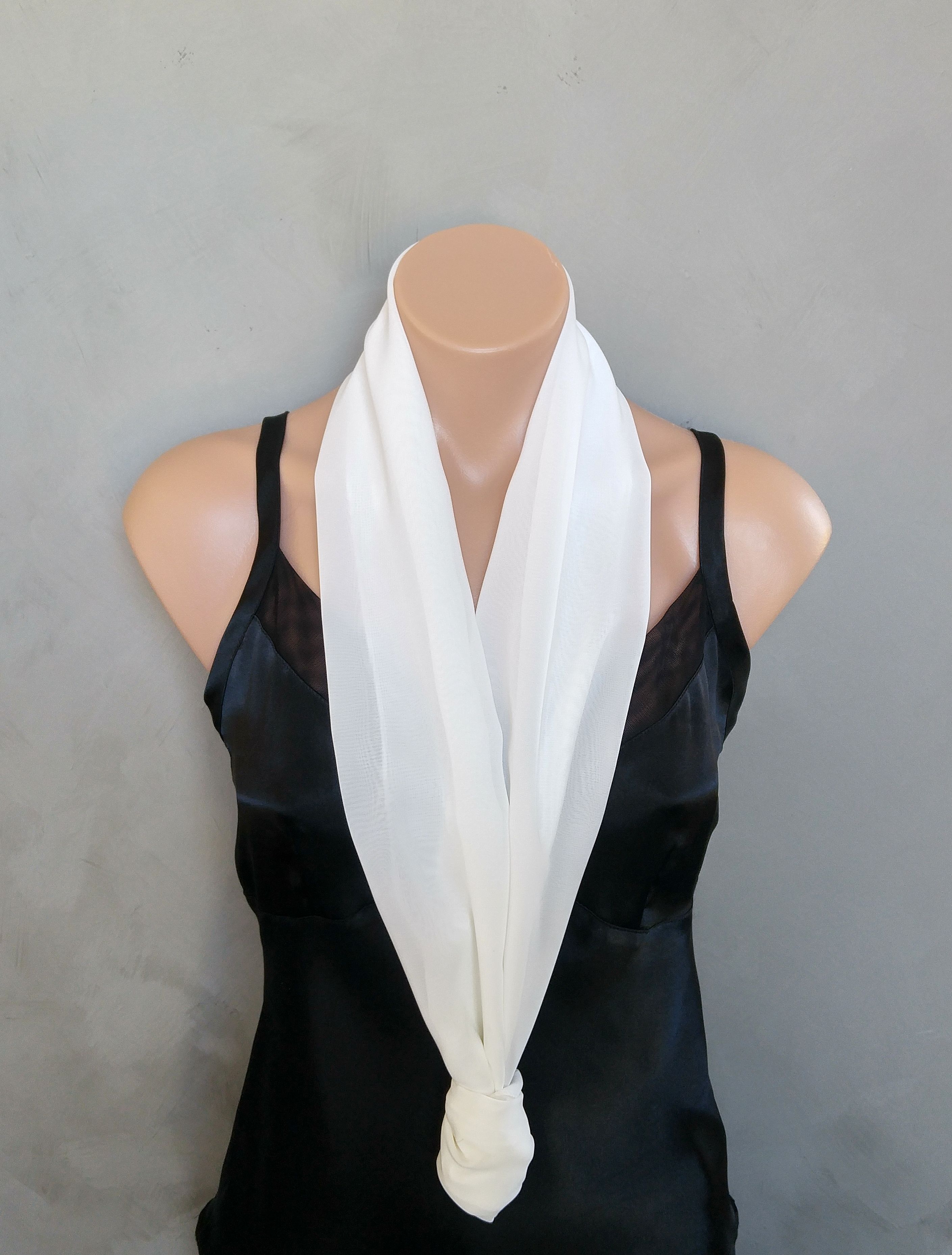 Buy Hand Made Ivory Chiffon Scarf, made to order from All Seasons ...