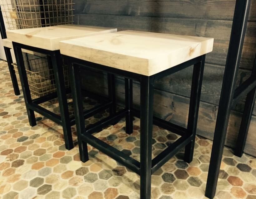 Custom Metal Stool With Wood Top by Bord | CustomMade.com