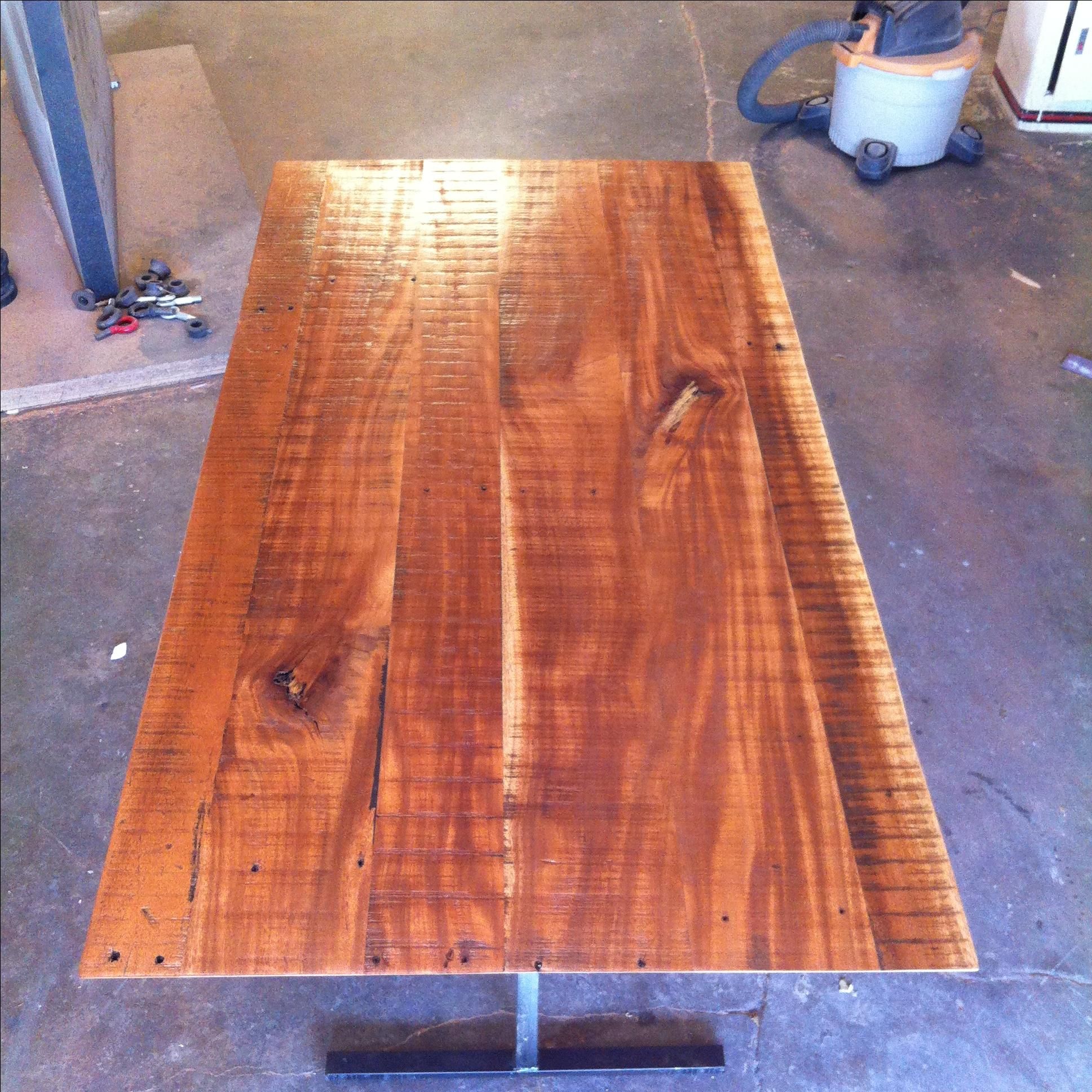 Custom Made Reclaimed Dining Table On Steel Base by Rice Mordern ...