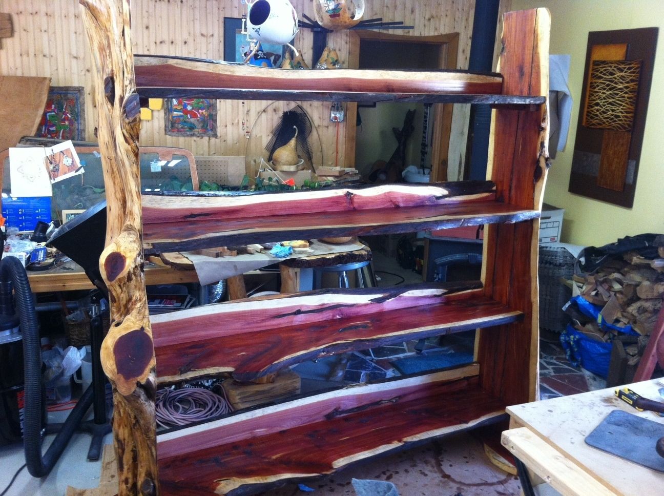 Hand Made Cedar Tree Trunk Retail Display Shelf by Earthshack ...