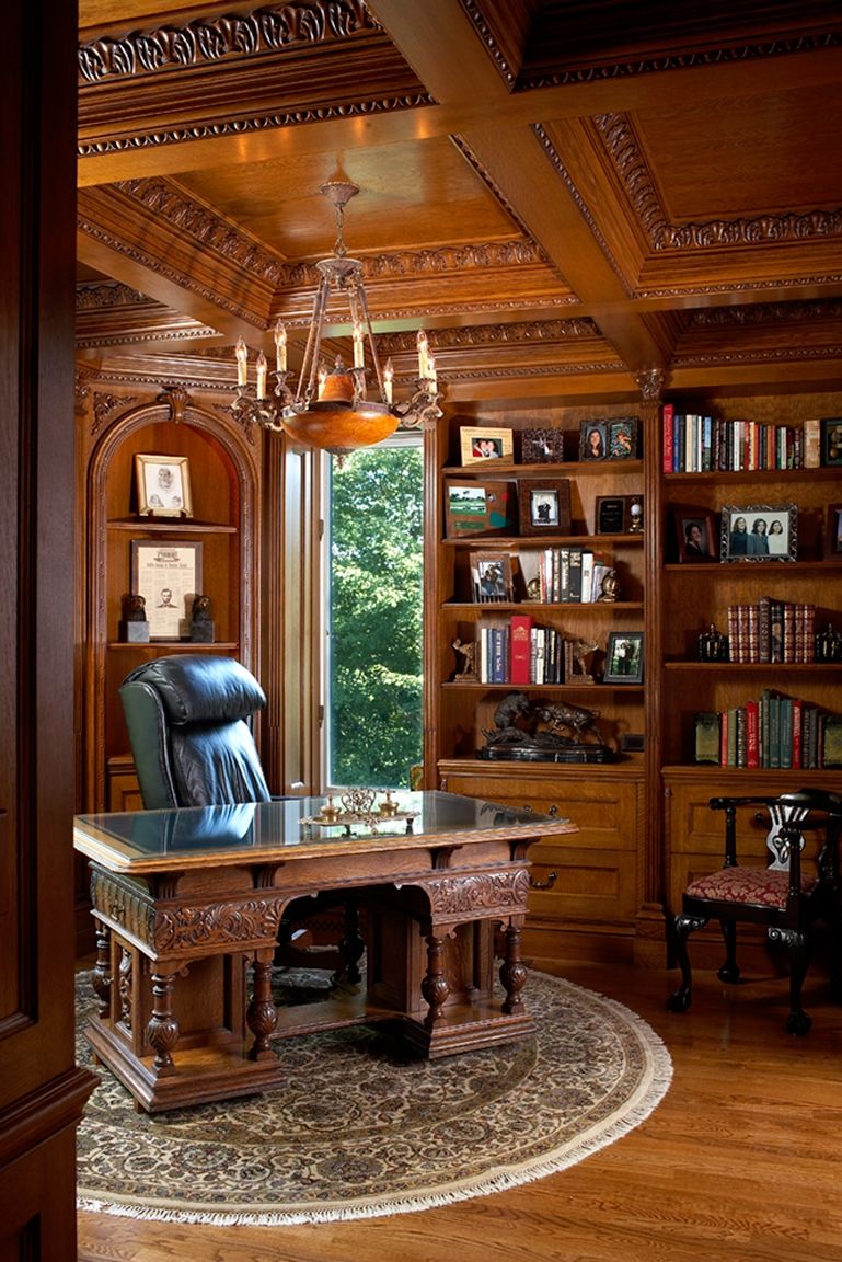 Hand Crafted Quarter Sawn White Oak Library With Carved Elements by ...