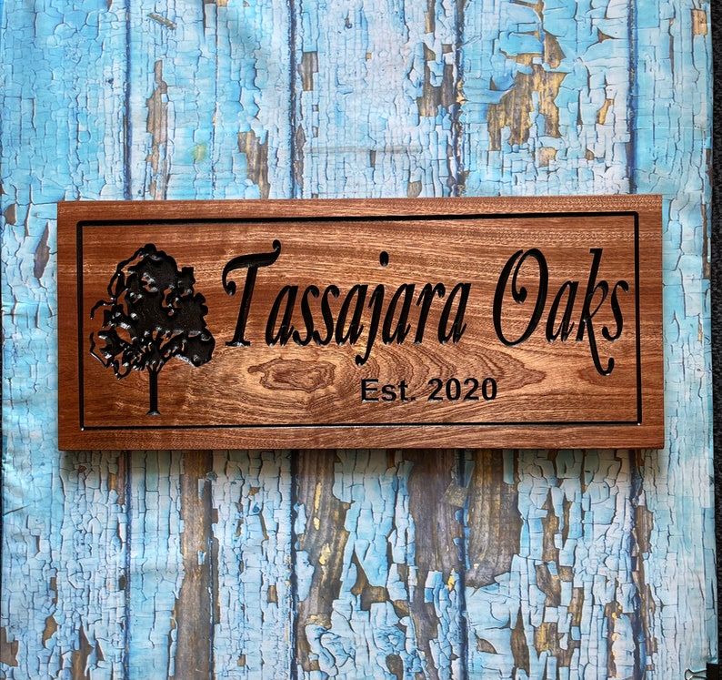 Buy Hand Crafted Wooden Carved Sign With Oak Tree, Indoor Or Outdoor ...