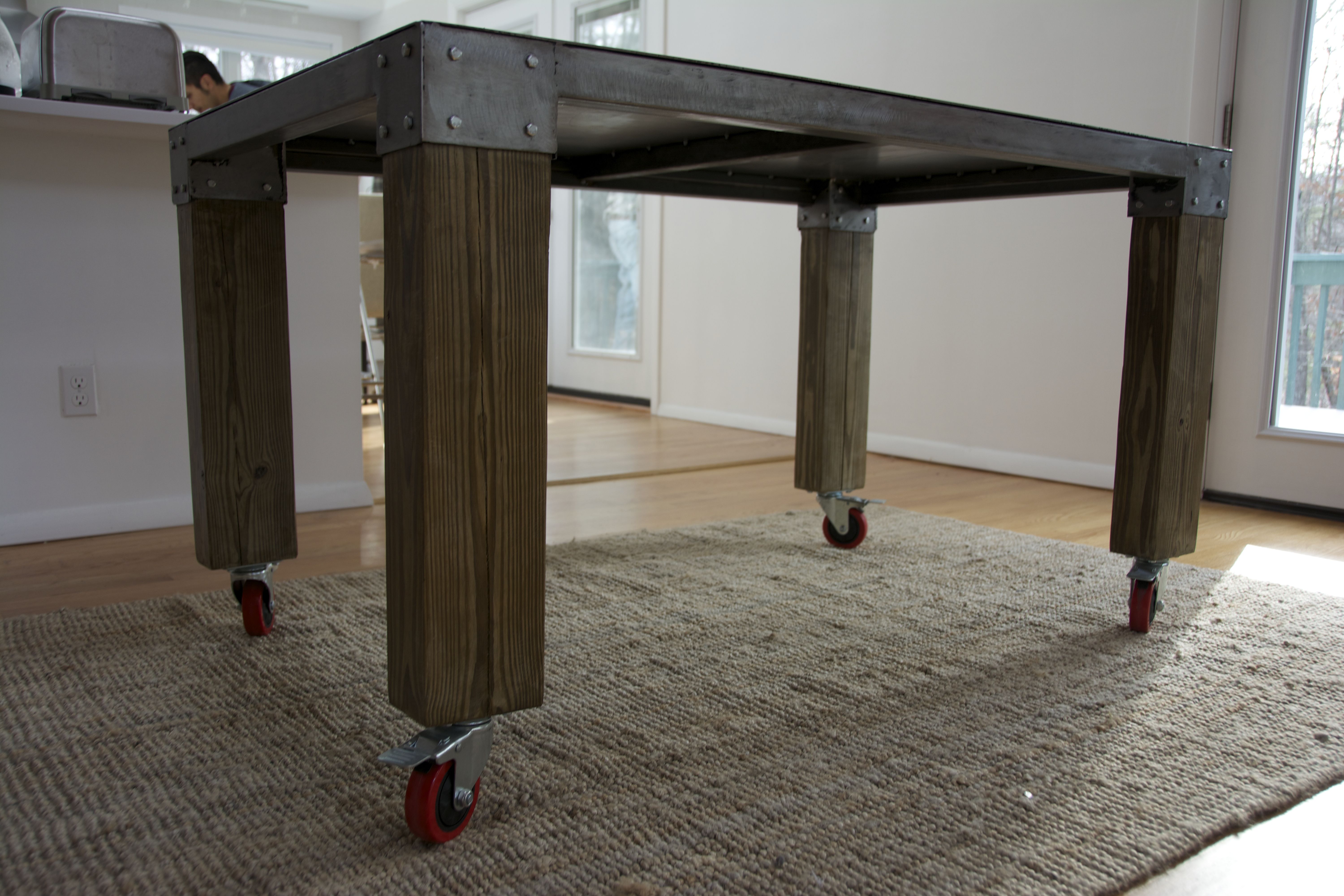 Custom Douglas Metal And Wood Table With Wheels by GBC-DESIGNS ...