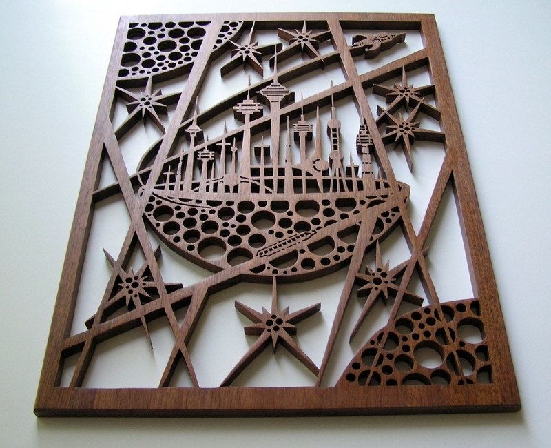 Hand Crafted Mahogany Fretwork "Moon City" by frederick arndt artworks ...