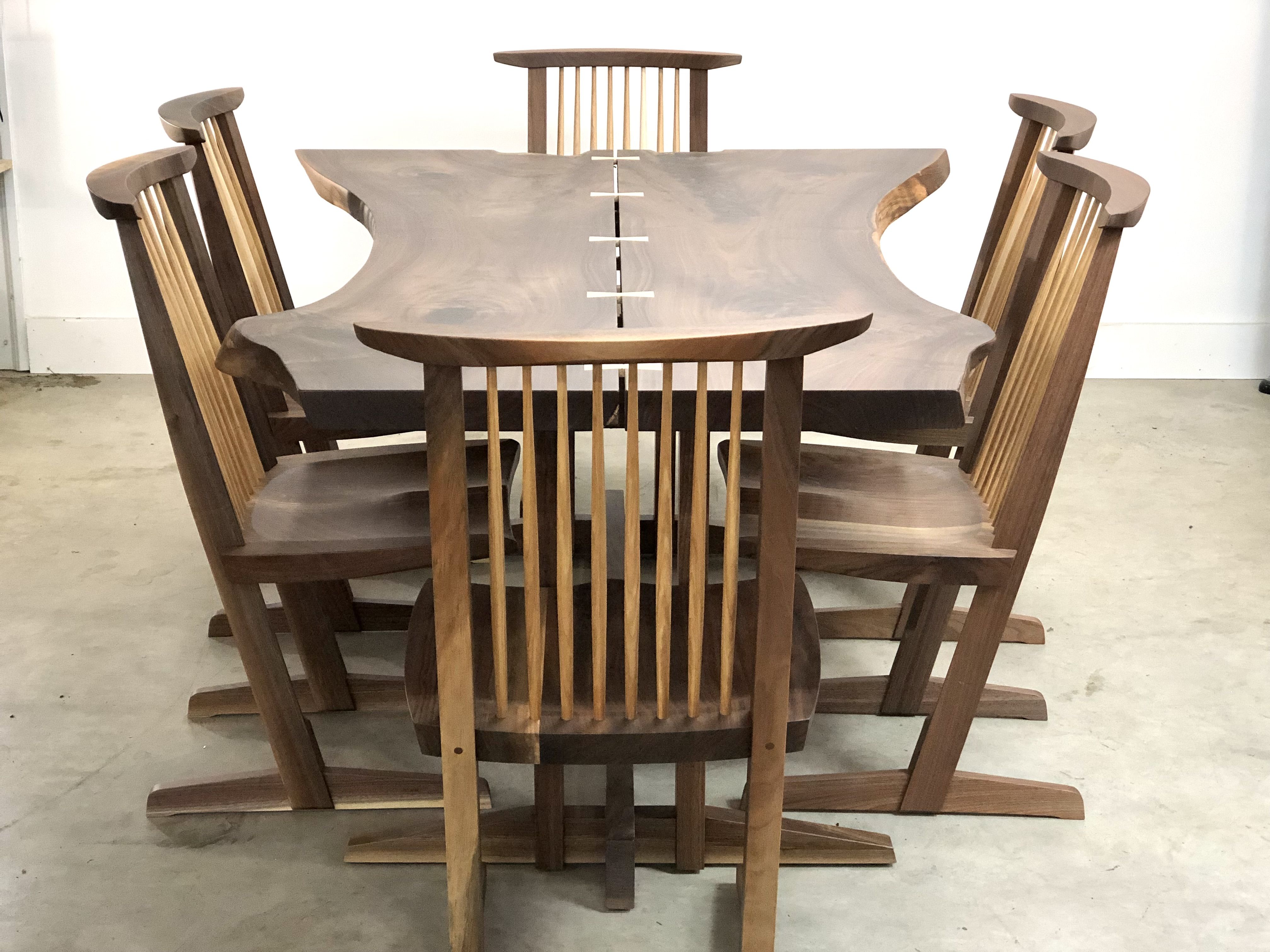 Buy Hand Made Modern Walnut Dining Table With Metal Inlay, made to ...