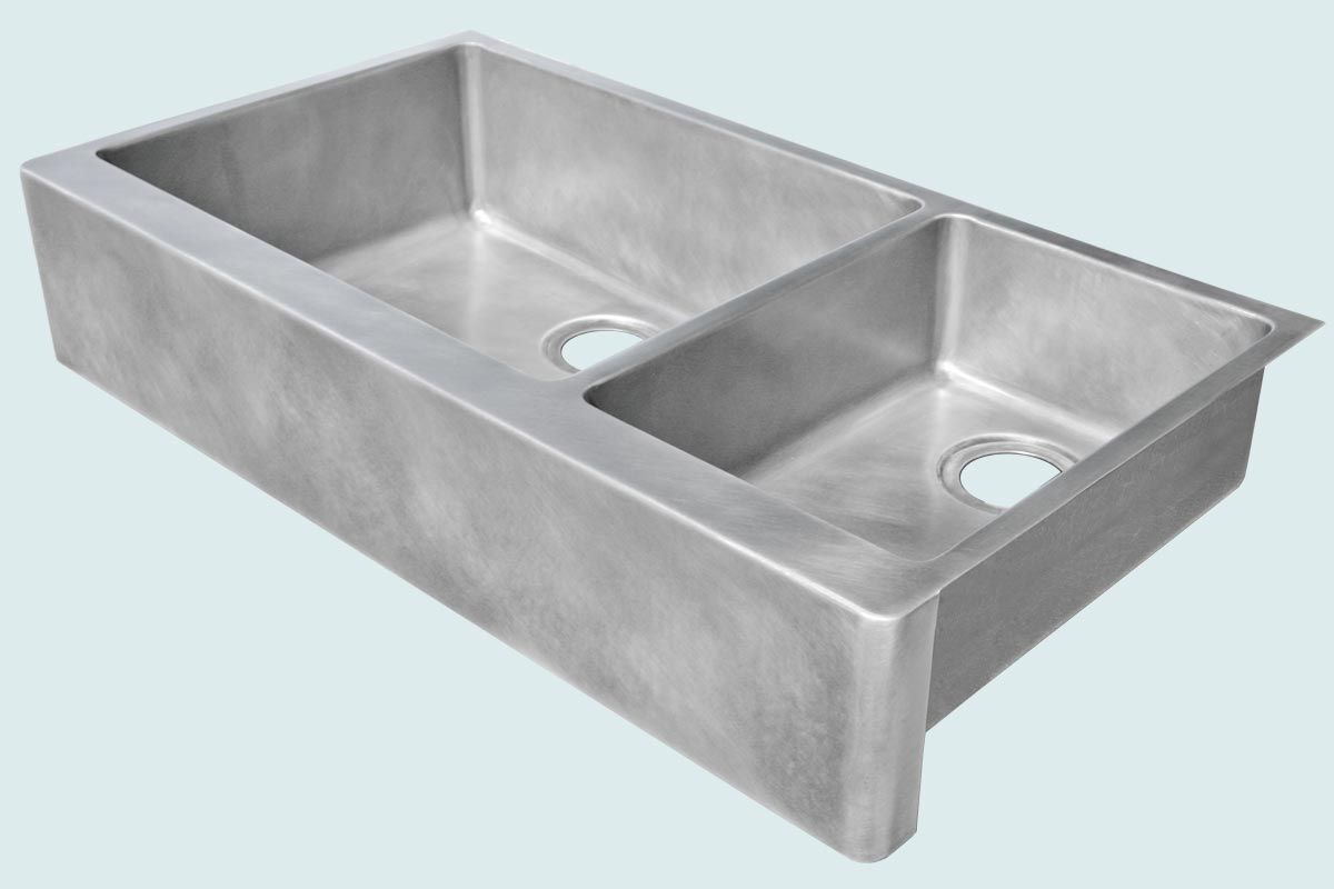 Hand Made Zinc Sink With Apron & 2 Bowls by Handcrafted Metal ...