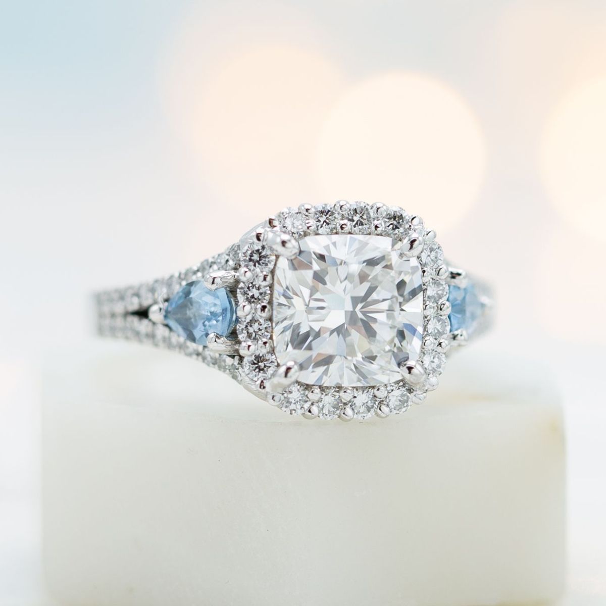 Cushion cut center stone engagement ring designs | CustomMade.com