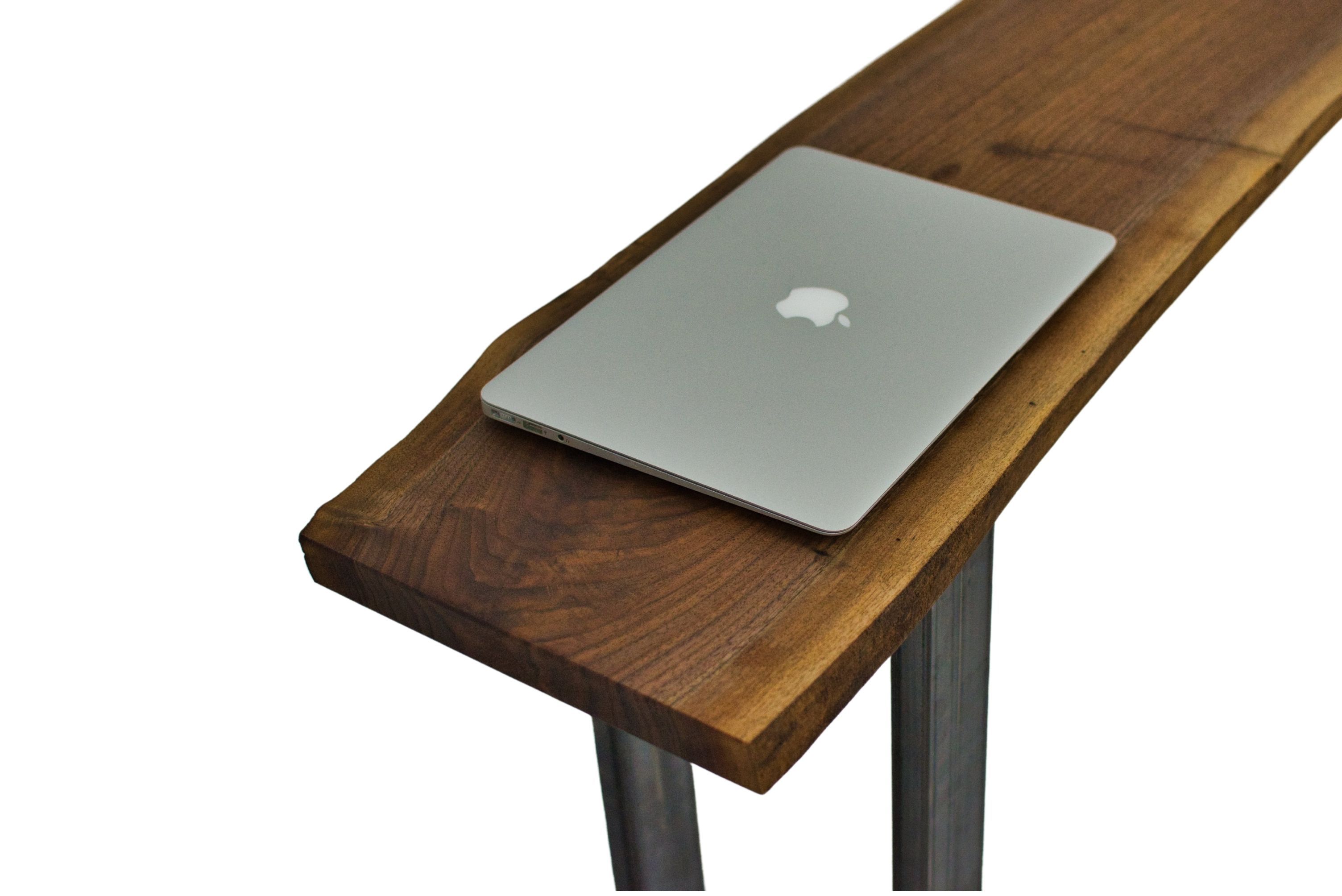 Hand Made Live Edge Narrow Desk, Modern Small Desk, Desk With Metal ...